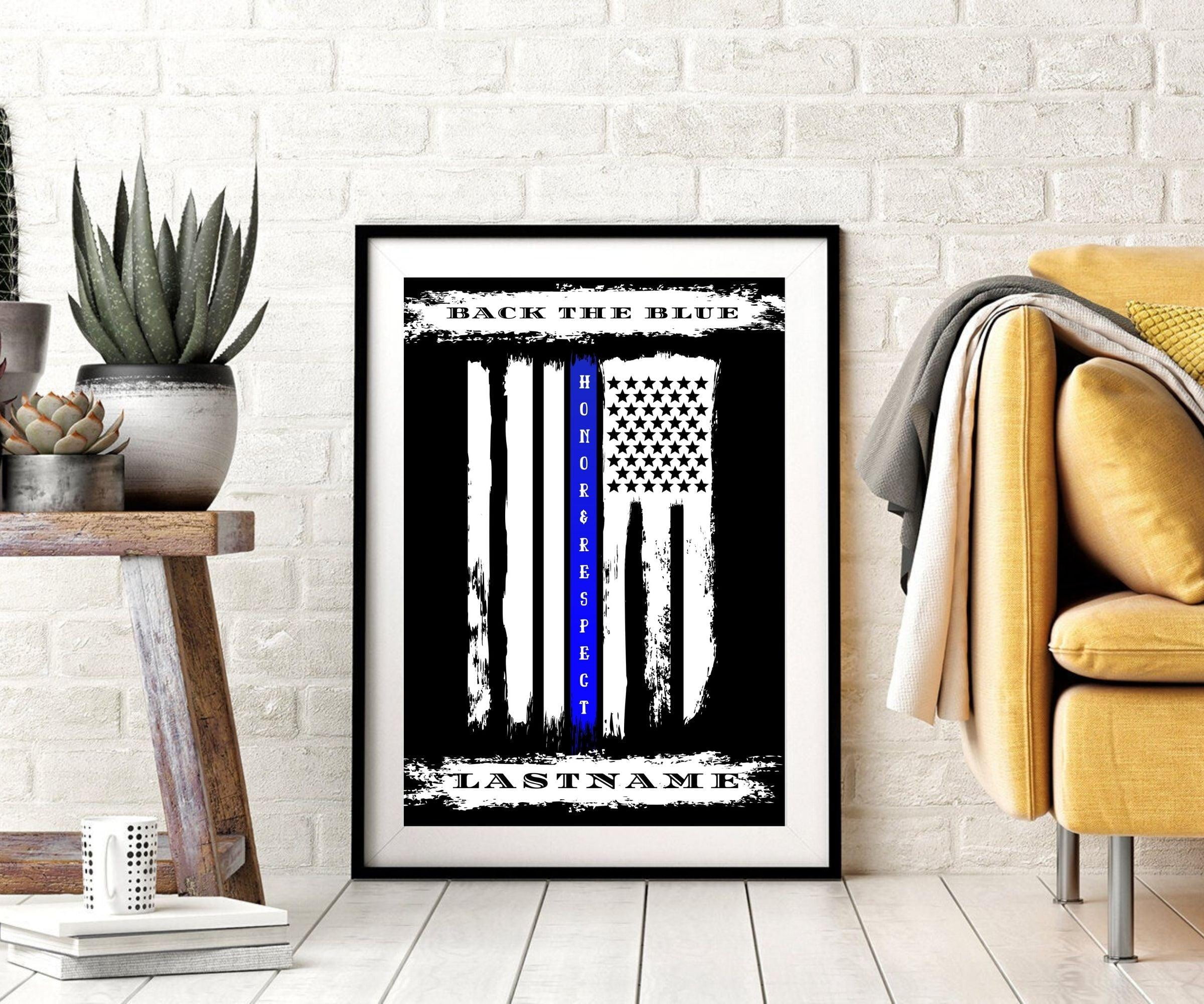 Back the blue Police officer Thin Blue line art Art - Walmart.com