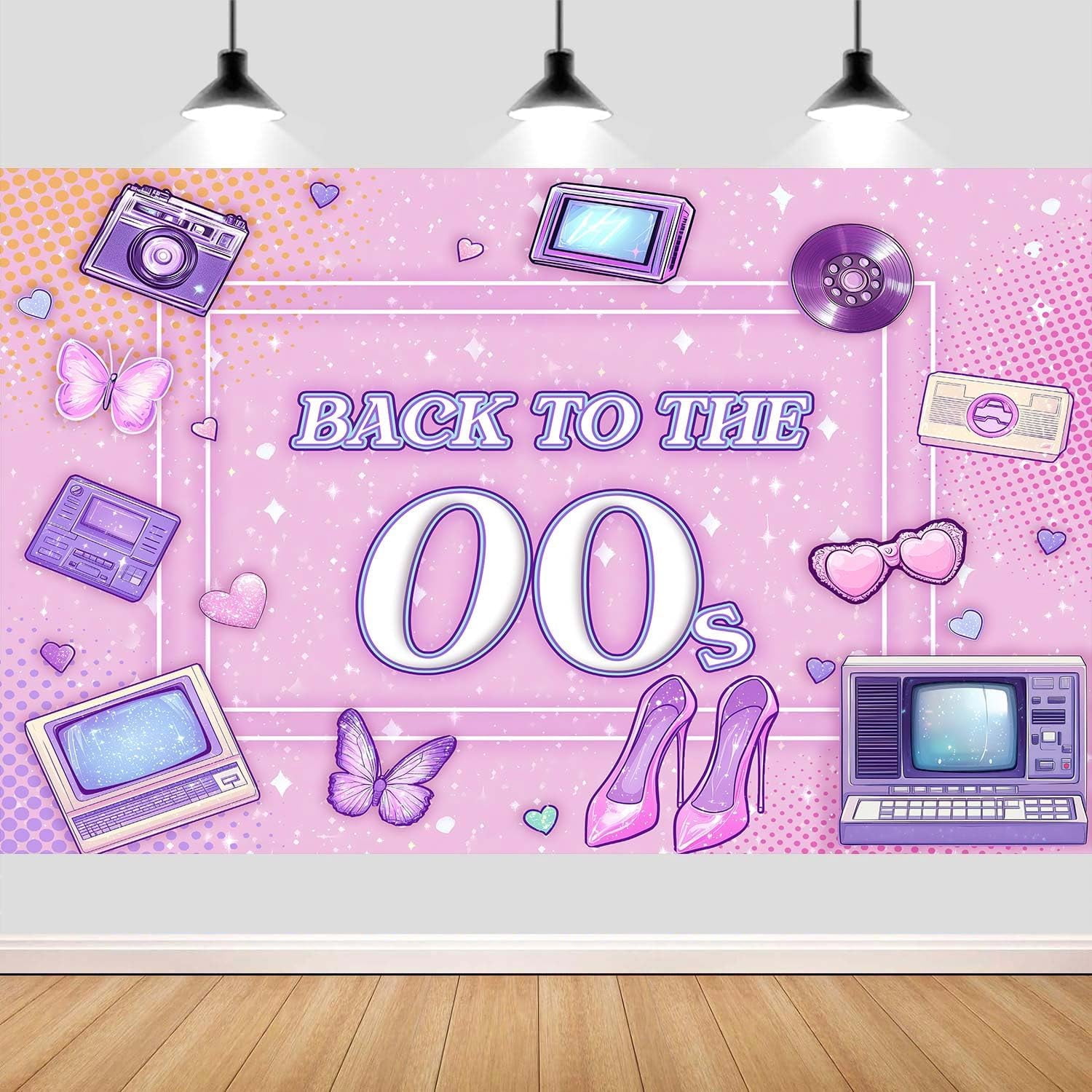 Back to 00's Party Backdrop Pink Early 2000s Y2K Theme Background Retro ...