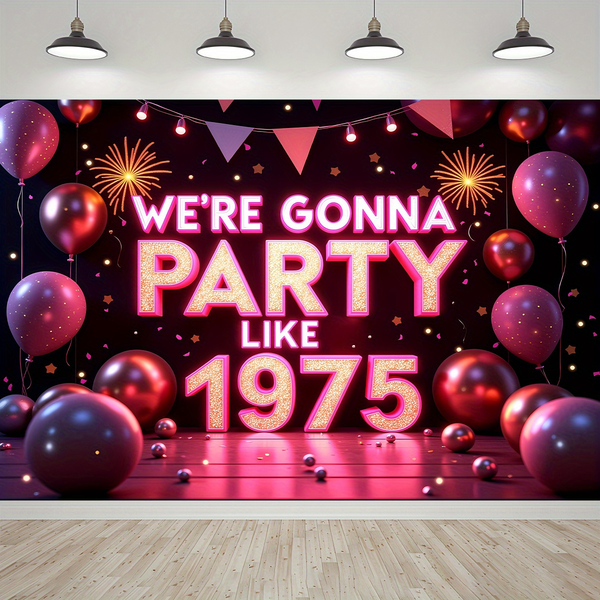 Back to 1975 Backdrop Happy 50th Birthday Photography Background with ...