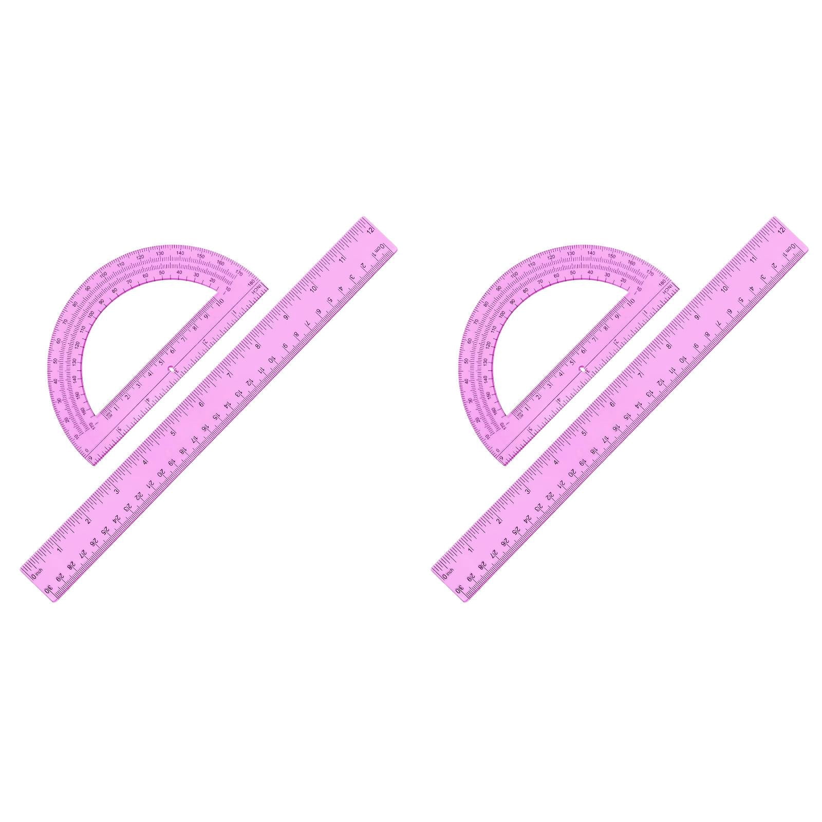 Back-to-Schol!2 Sets Geometry Protractor and Ruler Kit, Pink Measuring ...