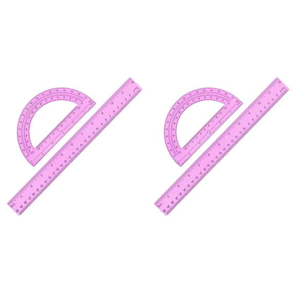 Back-to-Schol!2 Sets Geometry Protractor and Ruler Kit, Pink Measuring ...
