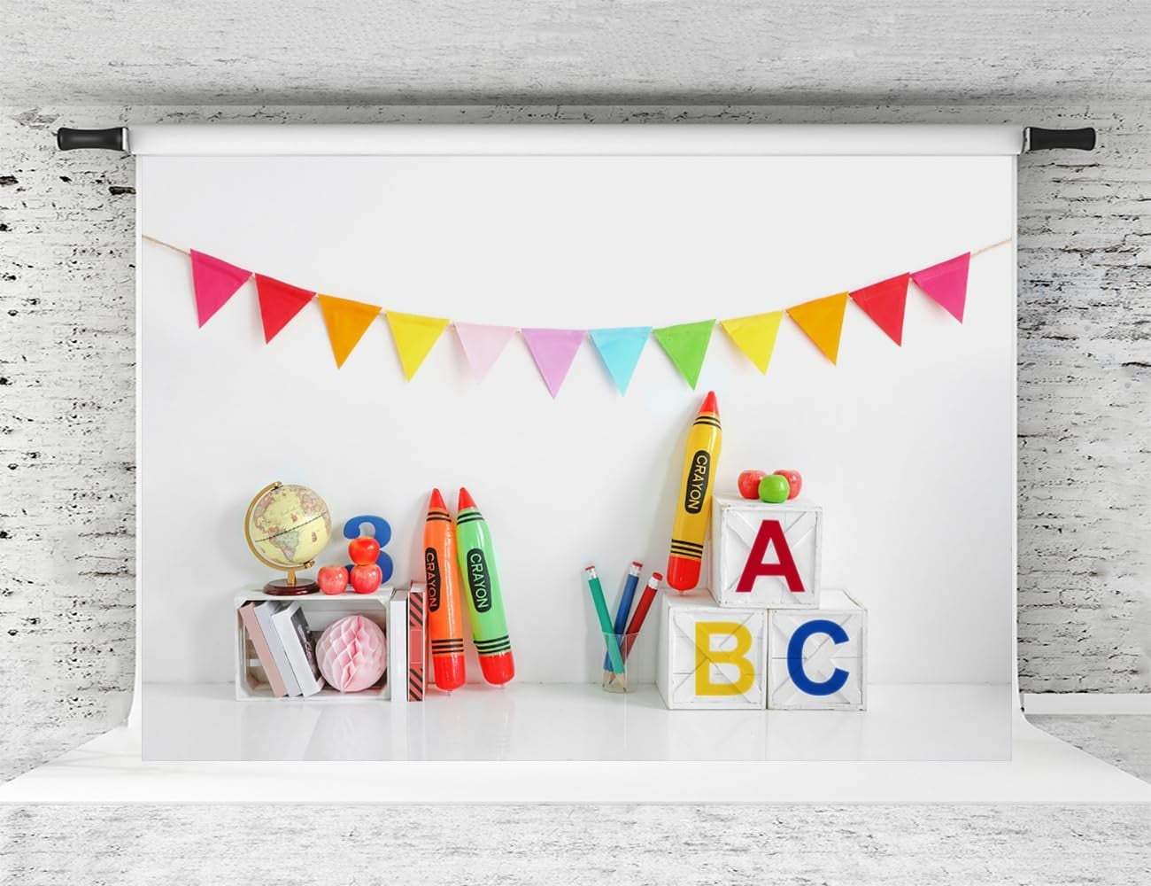 Back to School Backdrop 1st Day of School Backdrop Colorful Crayon ABC ...