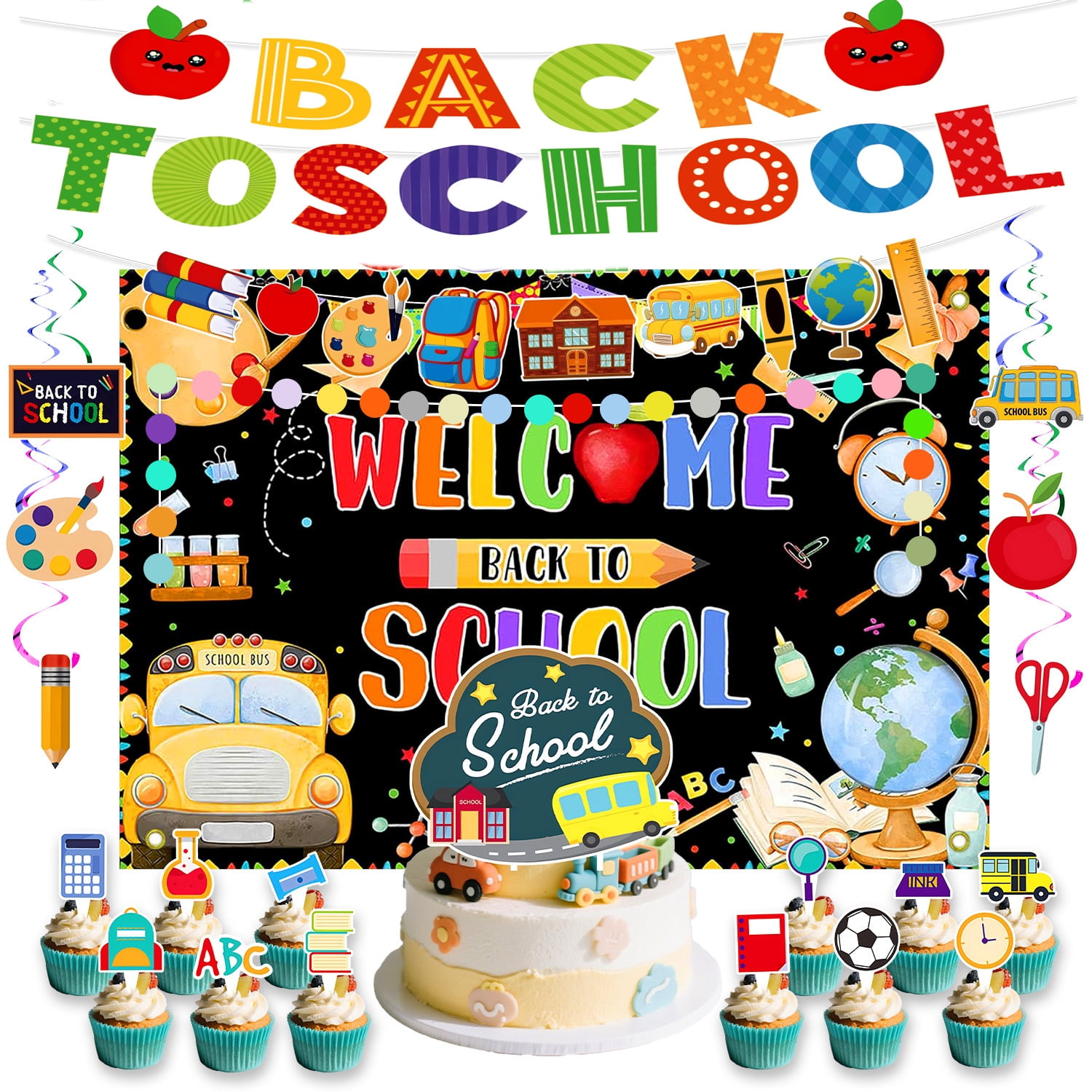 Back to School Backdrop Decorations Welcome Back to School Banner Decor ...