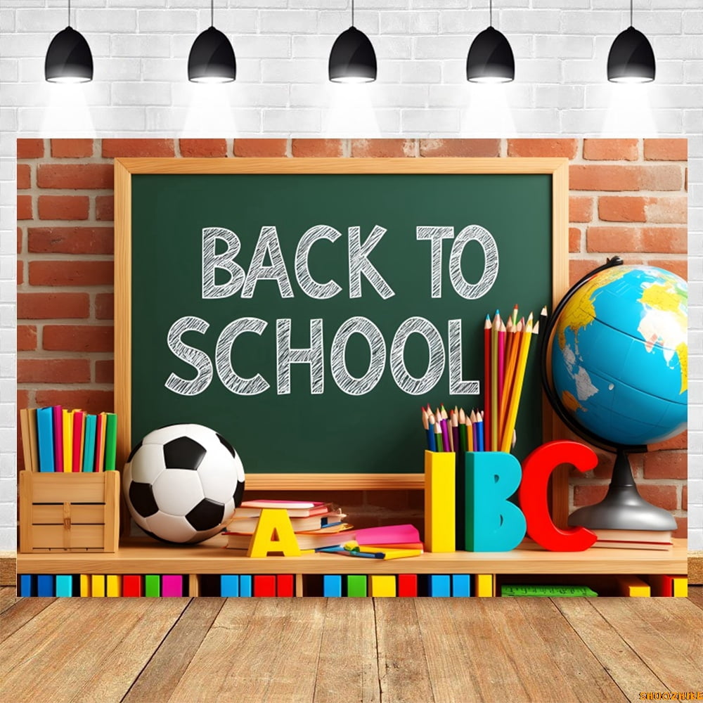 Back to School Backdrop Photography Classroom Blackboard Pcil Books ...