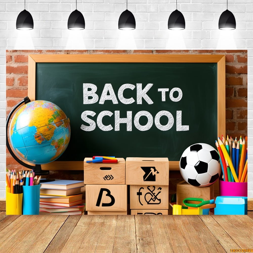 Back to School Backdrop Photography Classroom Blackboard Pcil Books ...