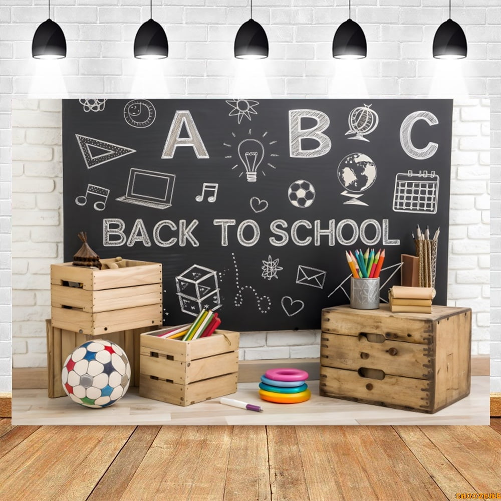 Back to School Backdrop Photography Classroom Blackboard Pcil Books ...