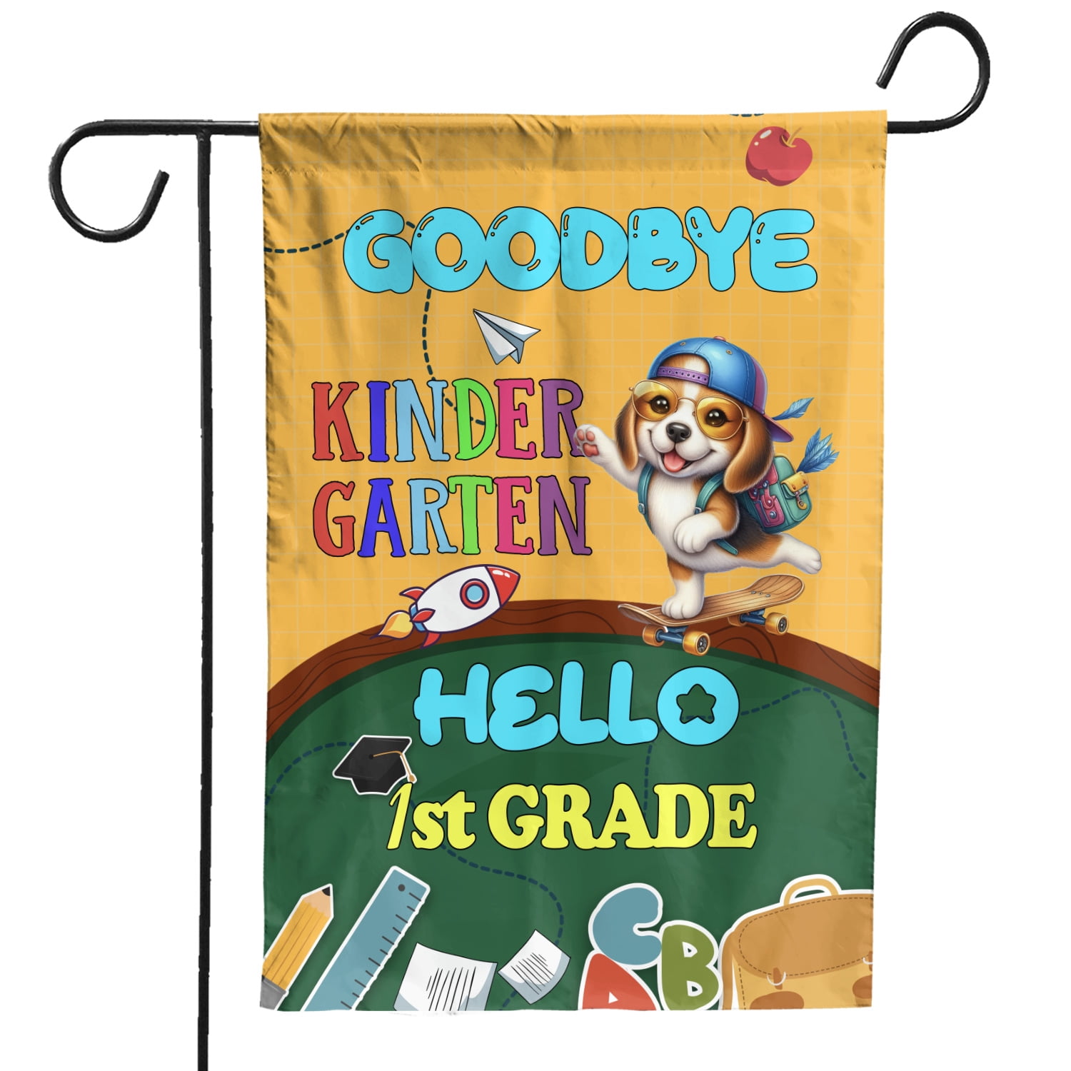 Back to School Beagle Goodbye Kindergarten Hello 1st Grade Garden Flag ...