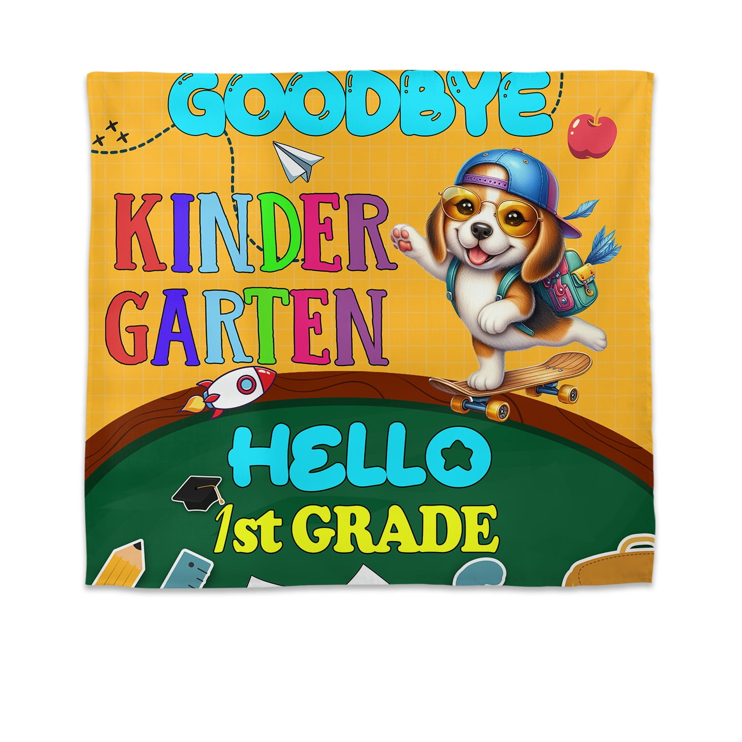 Back to School Beagle Goodbye Kindergarten Hello 1st Grade Tapestry ...