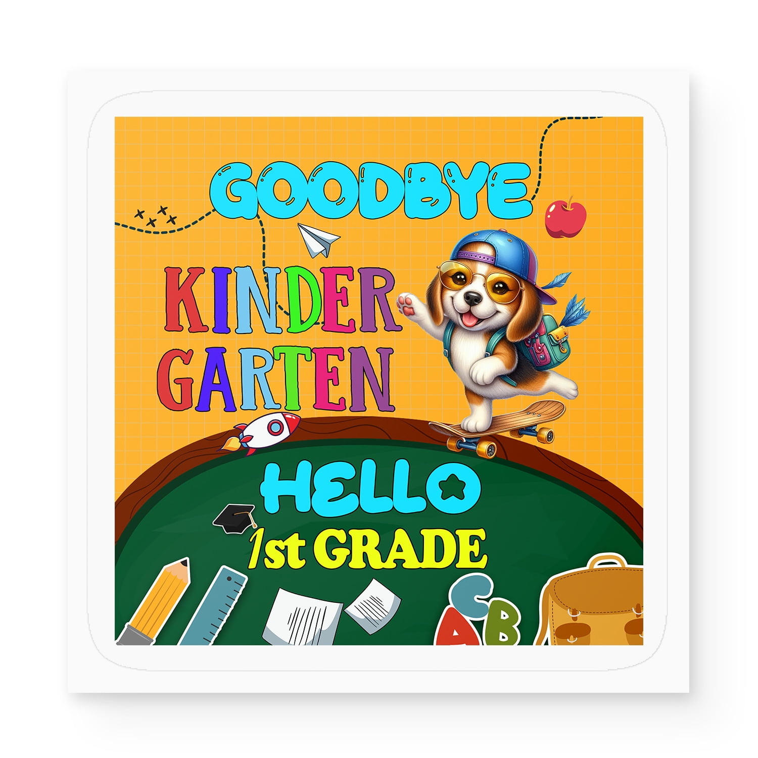 Back to School Beagle Goodbye Kindergarten Hello 1st Grade Vinyl ...