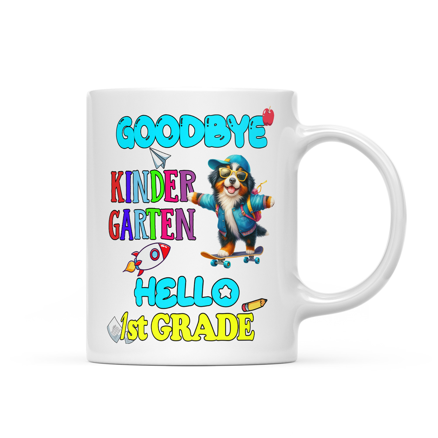 Back to School Bernese Mountain Dog Goodbye Kindergarten Hello 1st ...
