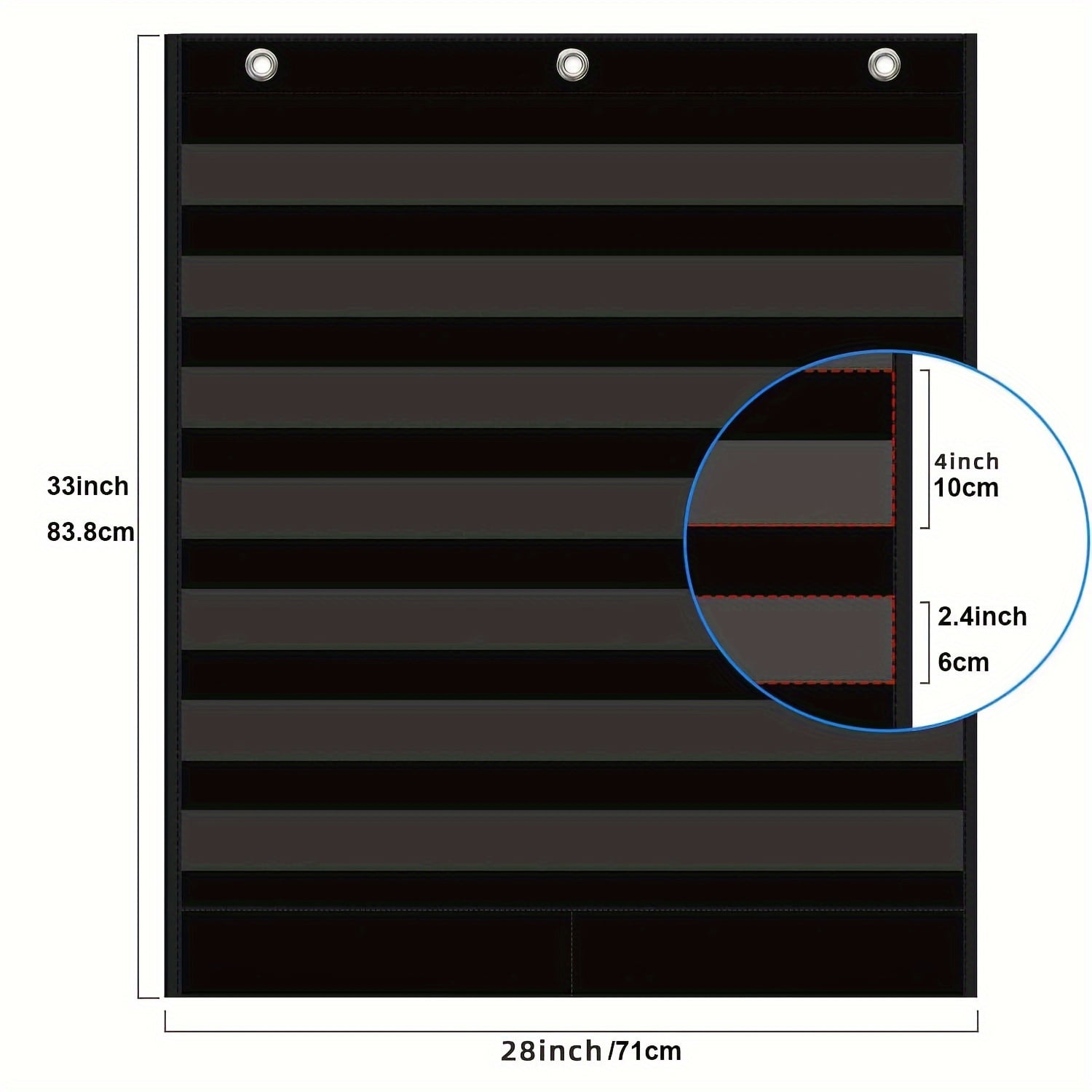 Back to School Black Standard Pocket Chart: 5/7/10 Transparent Pocket Chart for Word Wall ...