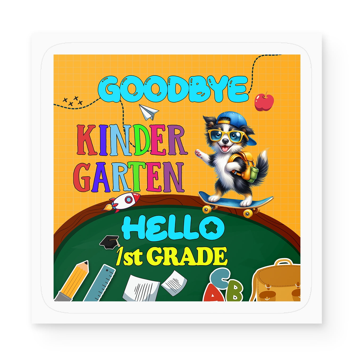 Back to School Border Collie Goodbye Kindergarten Hello 1st Grade Vinyl ...