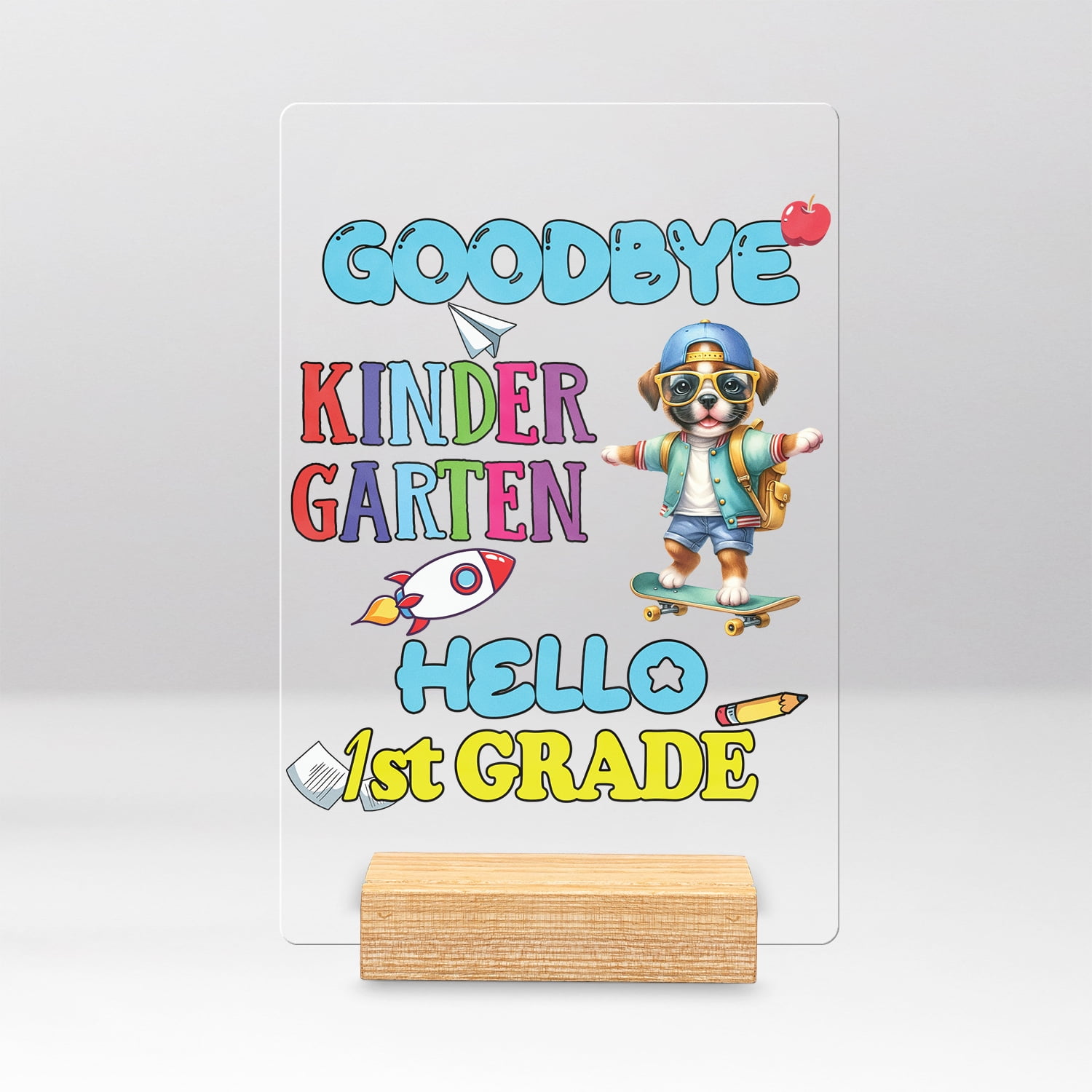 Back to School Boxer Goodbye Kindergarten Hello 1st Grade Acrylic ...