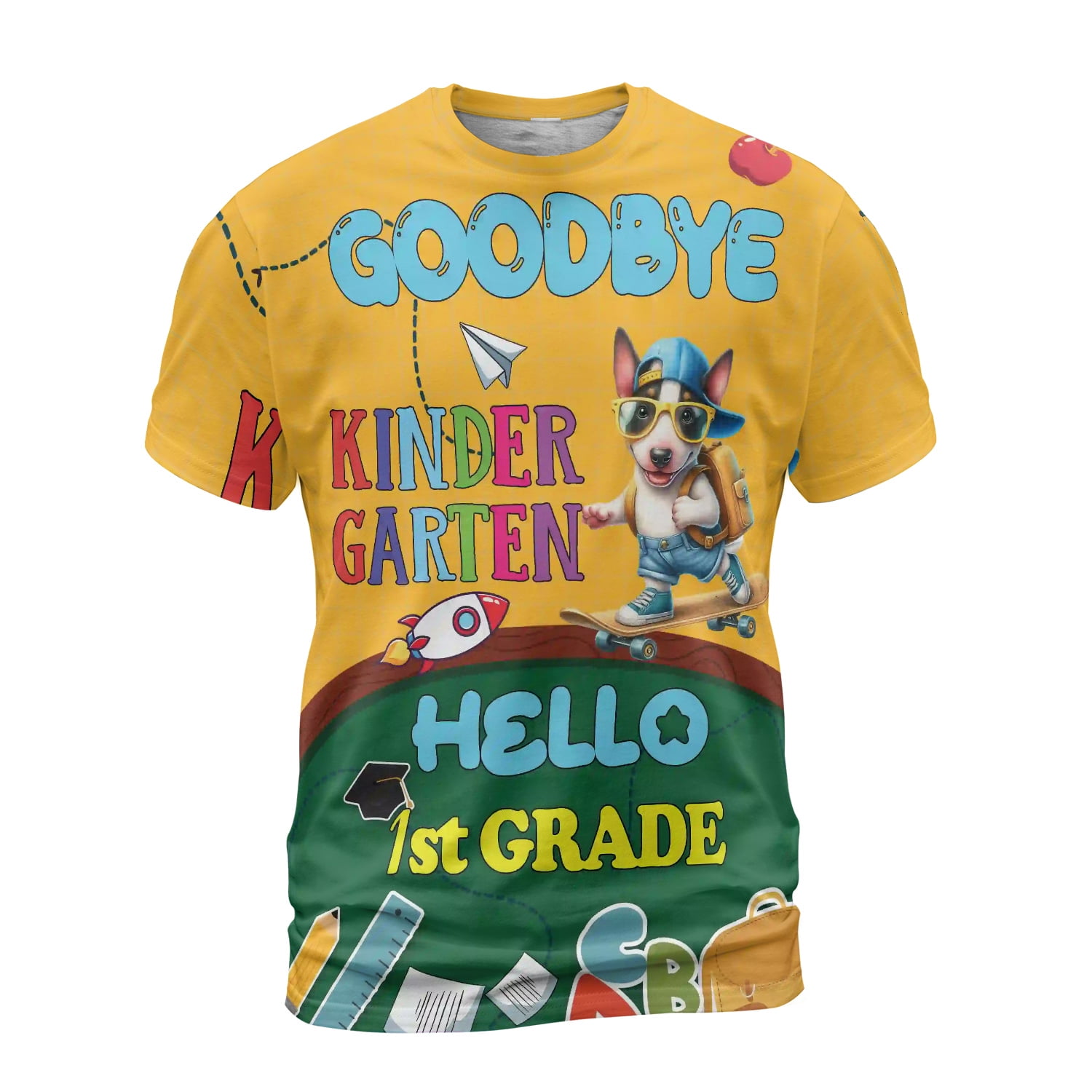 Back to School Bull Terrier Goodbye Kindergarten Hello 1st Grade All ...