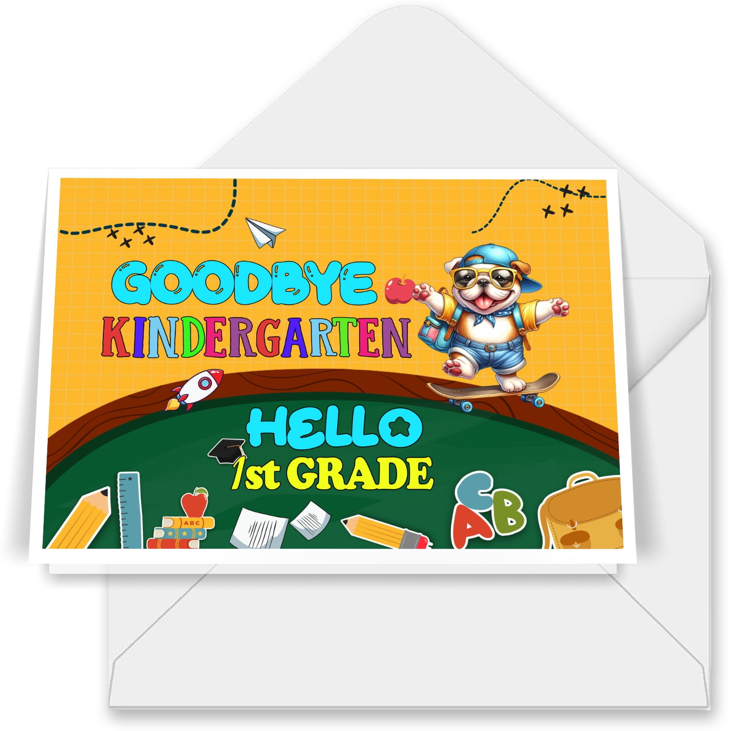 Back to School Bulldog Goodbye Kindergarten Hello 1st Grade 7x5in ...