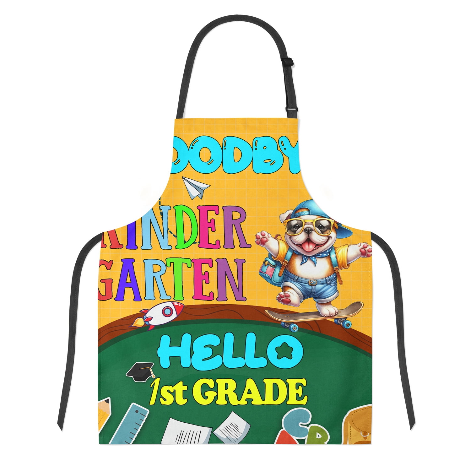 Back to School Bulldog Goodbye Kindergarten Hello 1st Grade Apron Dog ...