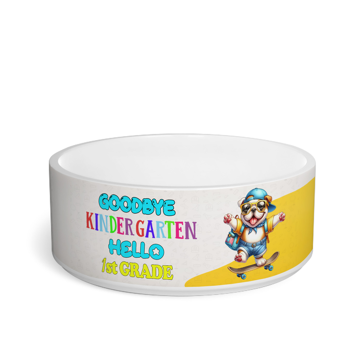 Back to School Bulldog Goodbye Kindergarten Hello 1st Grade Ceramic Pet ...