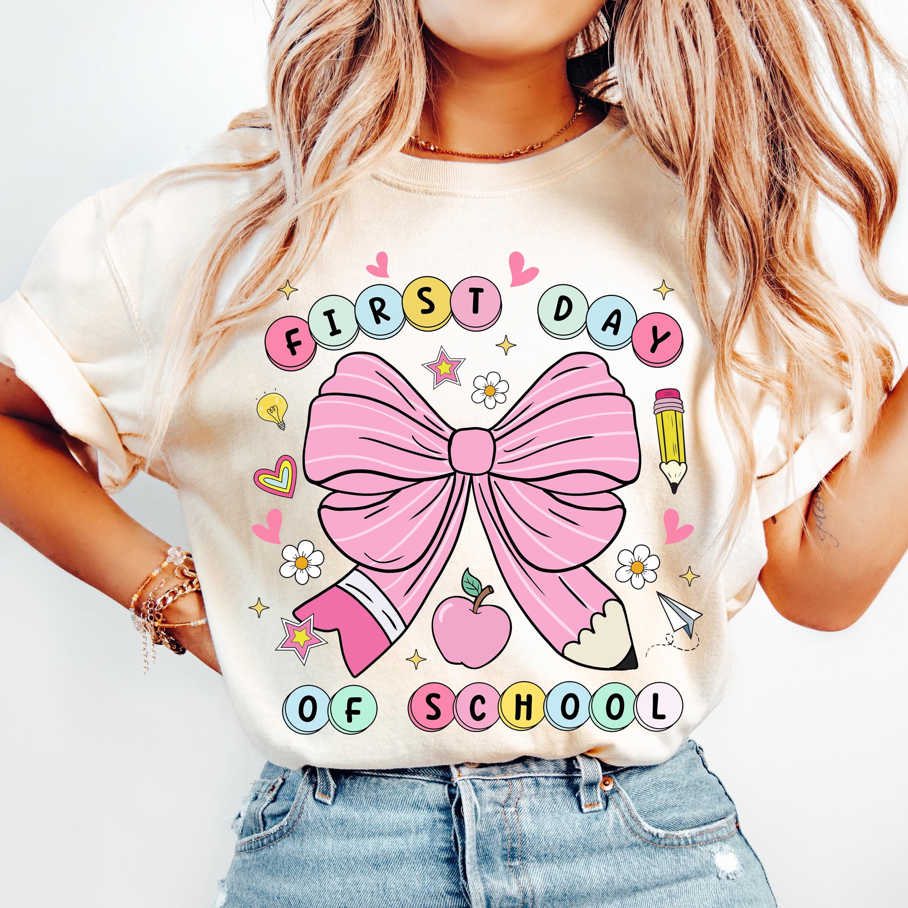 Back to School Coquette Tee – Pink Bow First Day of School Teacher ...