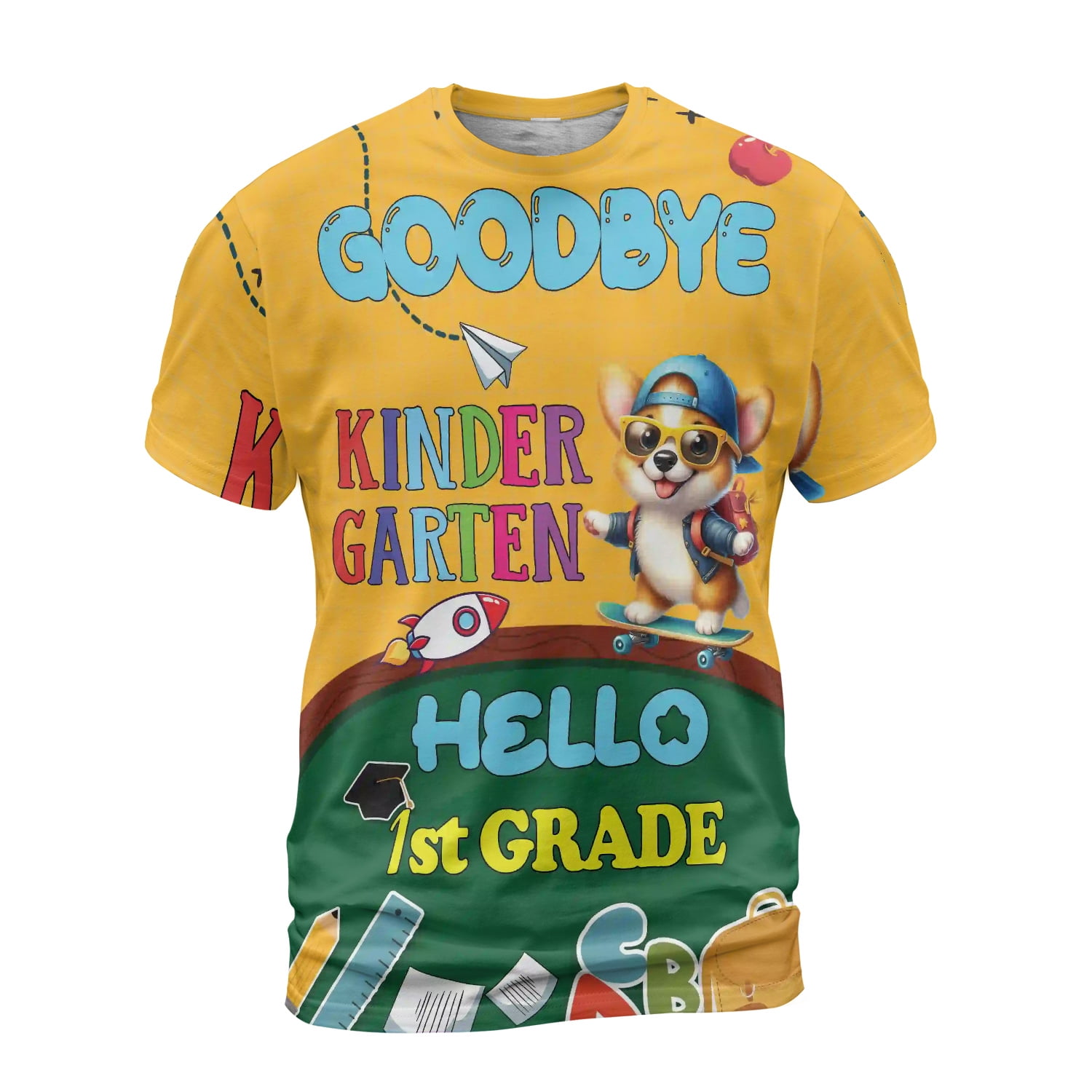 Back to School Corgi Goodbye Kindergarten Hello 1st Grade All Over ...