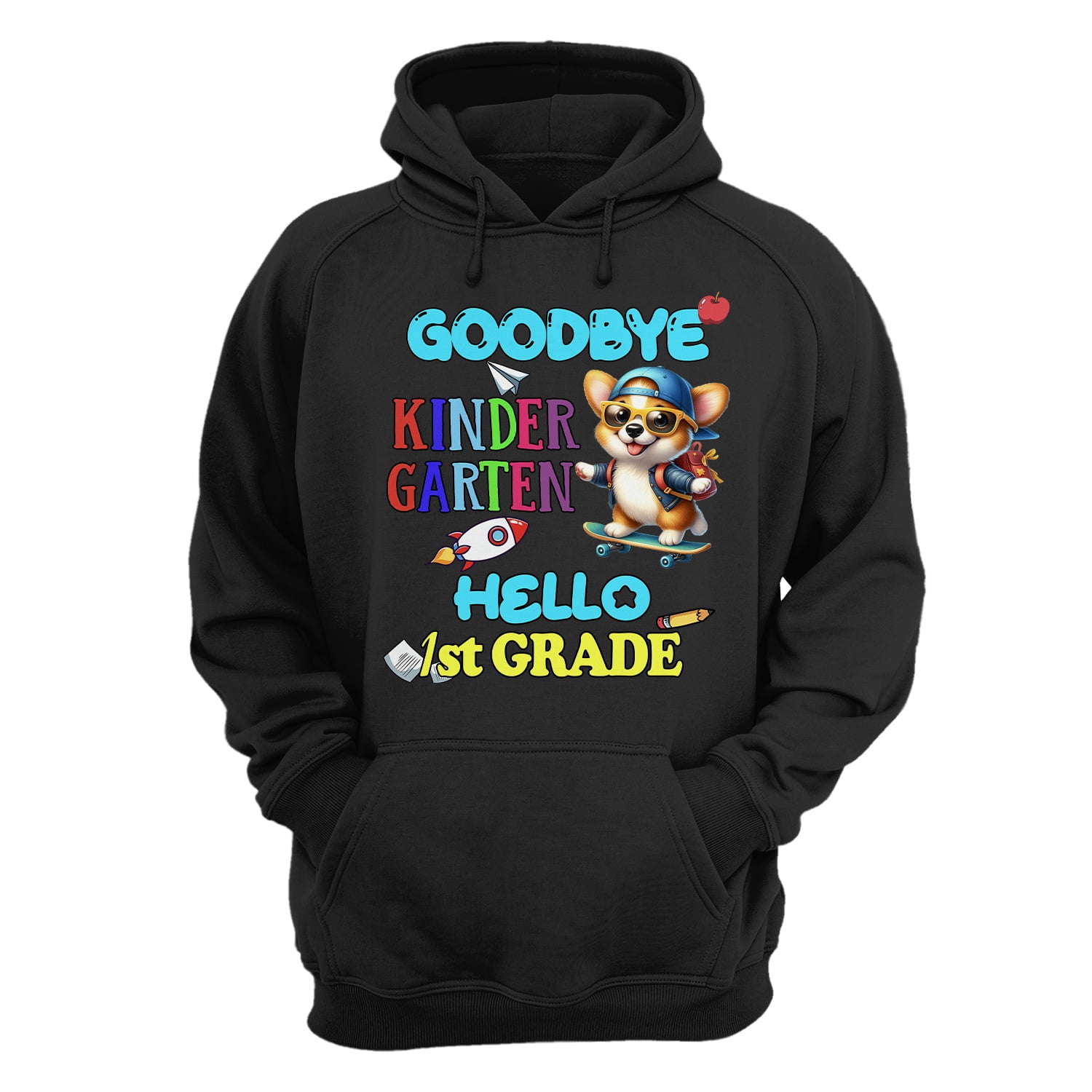 Back to School Corgi Goodbye Kindergarten Hello 1st Grade Hoodie Unisex ...