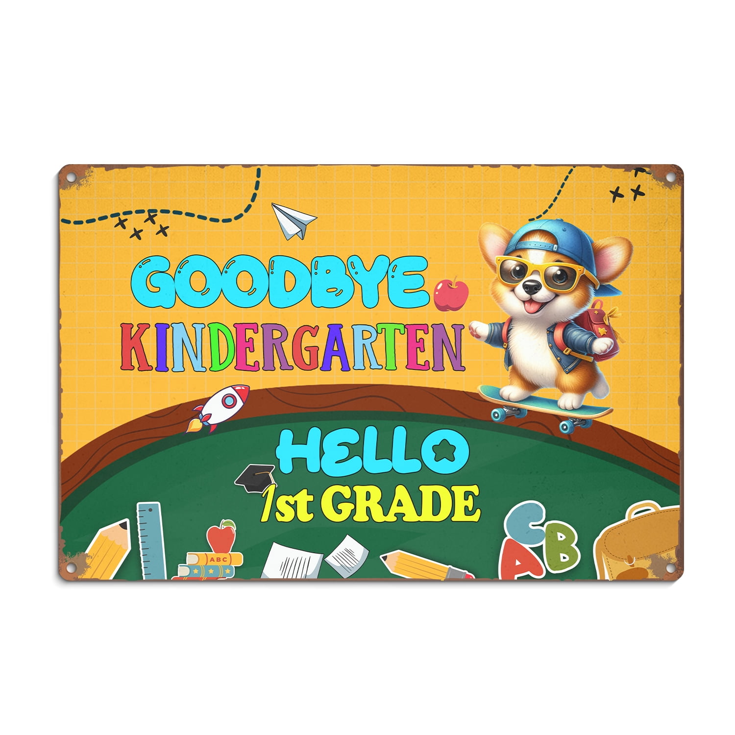 Back to School Corgi Goodbye Kindergarten Hello 1st Grade Horizontal ...