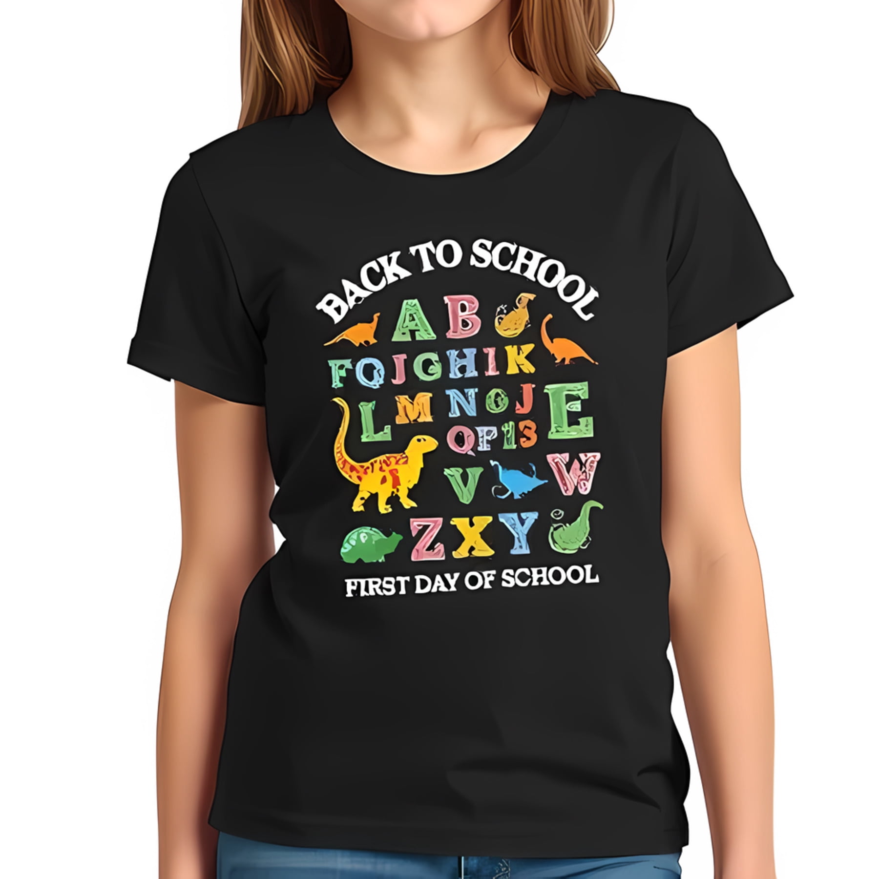 Back to School Cotton Short Sleeve T-Shirt Fun Alphabet Chart Design ...
