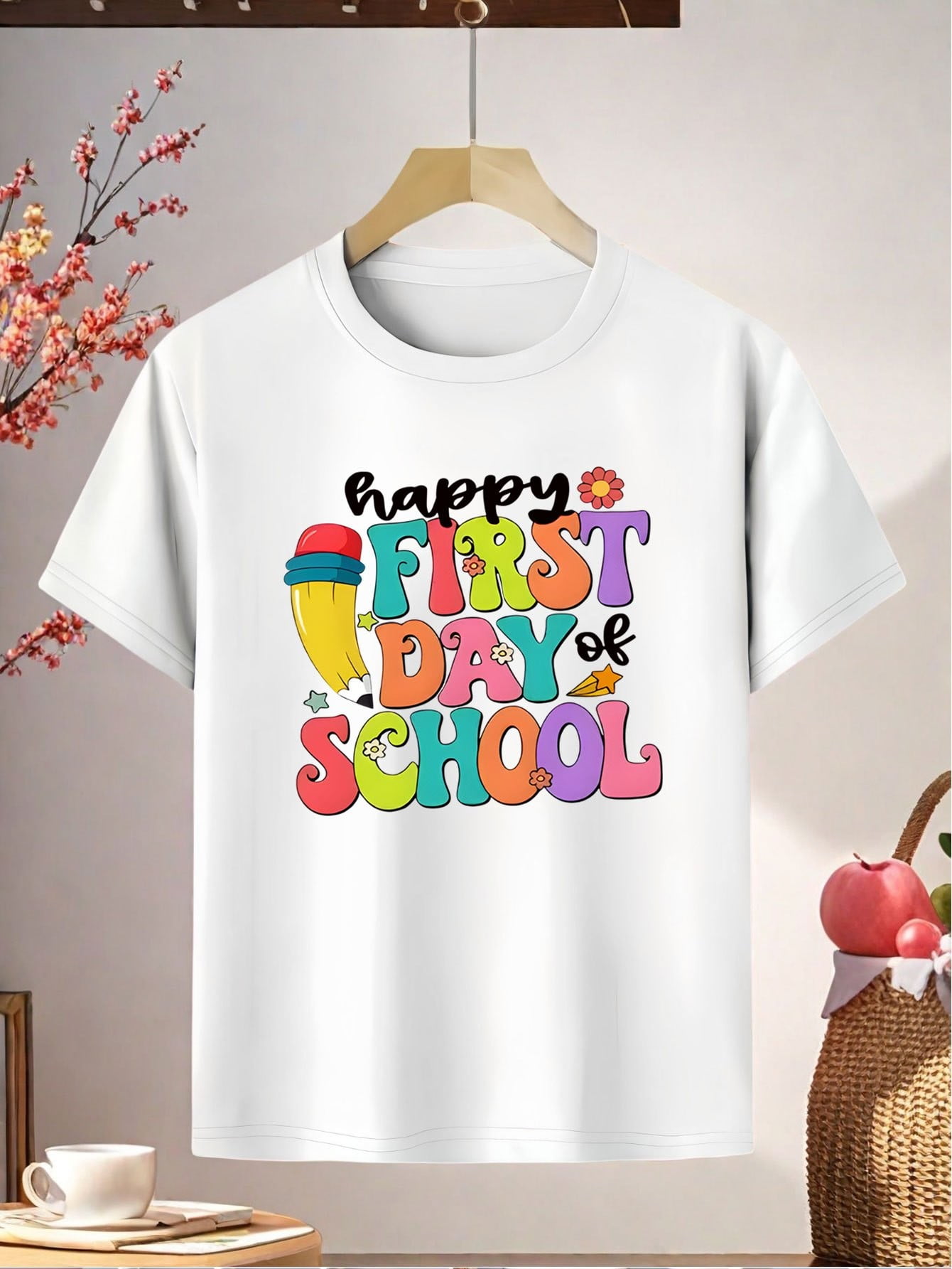 Back-to-School Cotton T-Shirt - Soft and Comfortable with "Happy Back ...