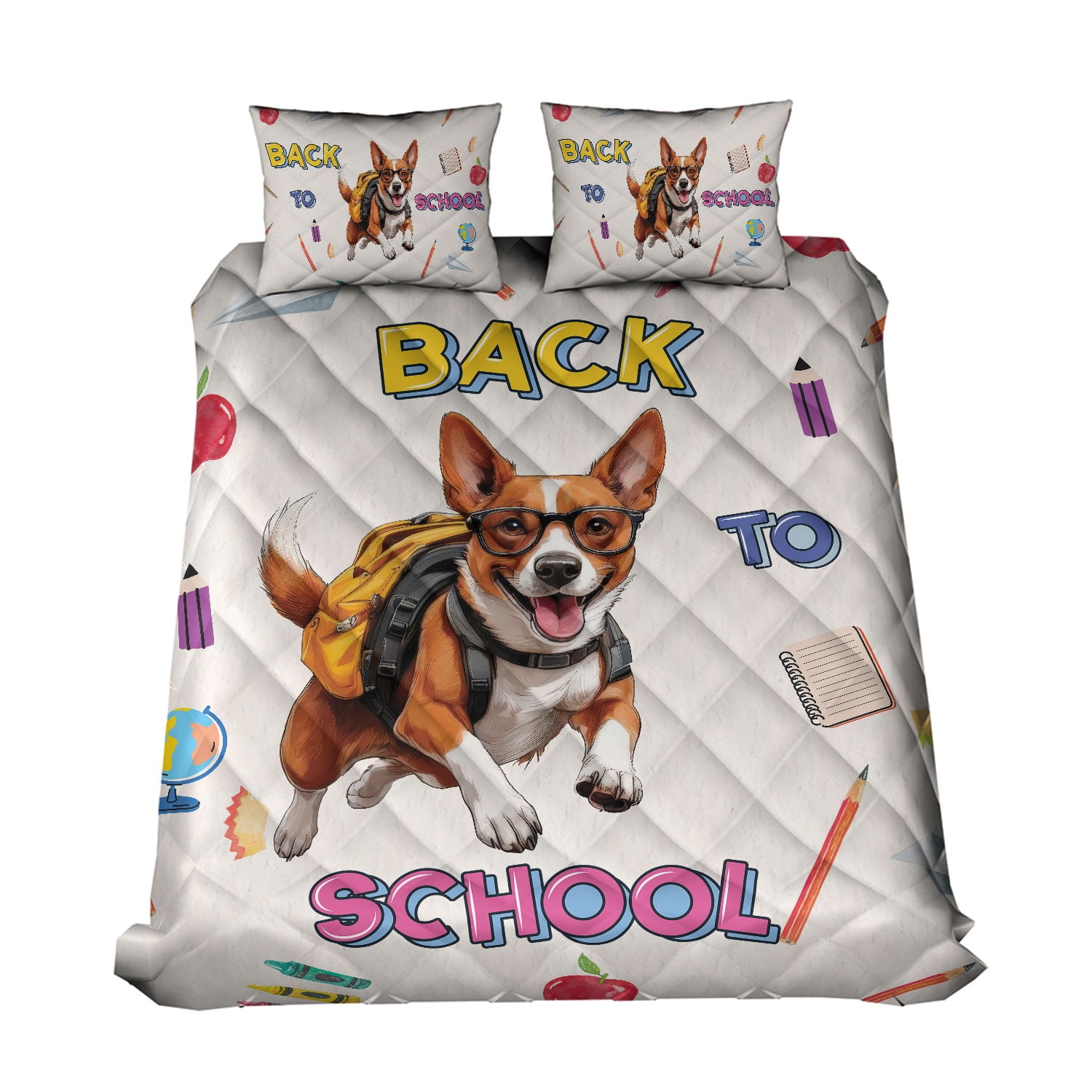 Back to School Cute Basenji Quilt Bedding Set African Barkless Dog ...