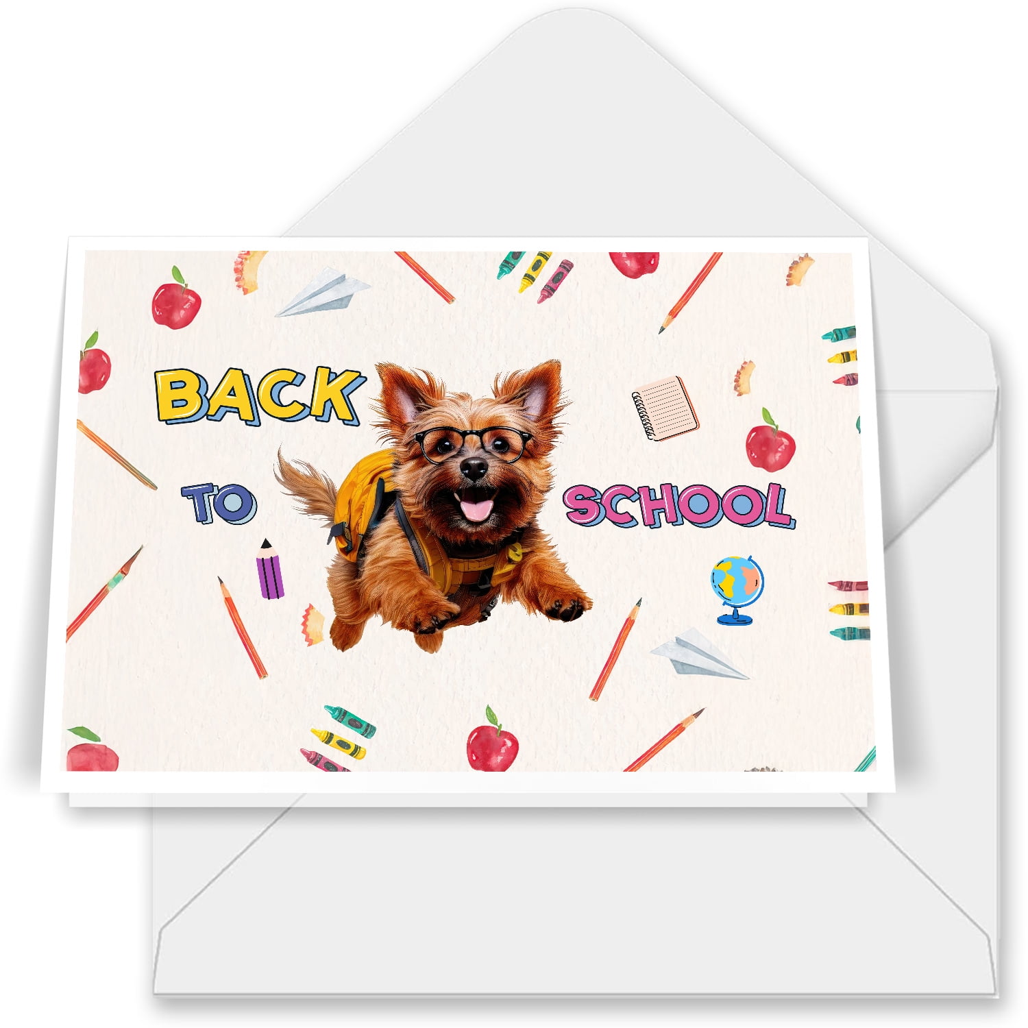 Back to School Cute Cairn Terrier 7x5in Folded Greeting Card Cairns Dog ...