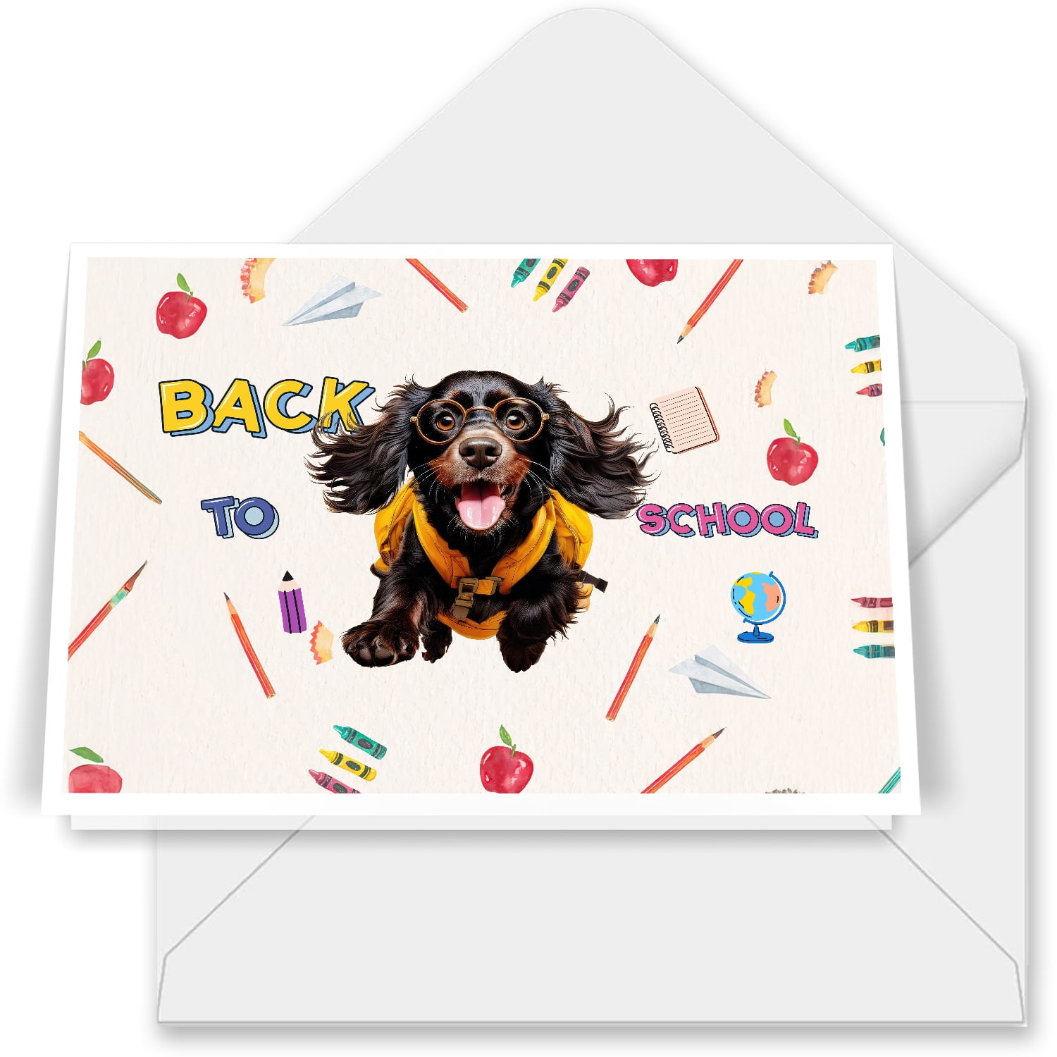 Back to School Cute Cocker Spaniel 7x5in Folded Greeting Card Cockers ...