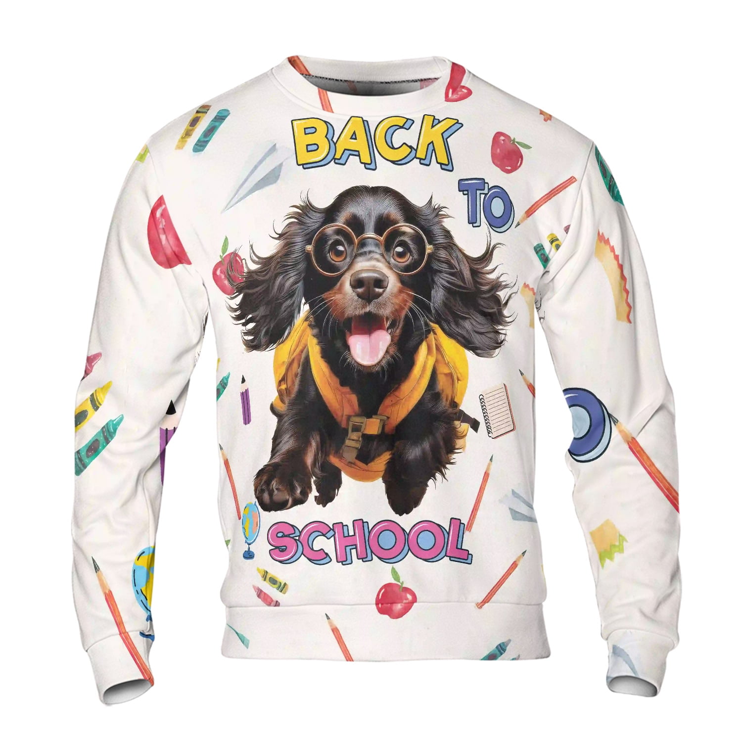 Back to School Cute Cocker Spaniel All Over Print 3D Sweatshirt Unisex ...