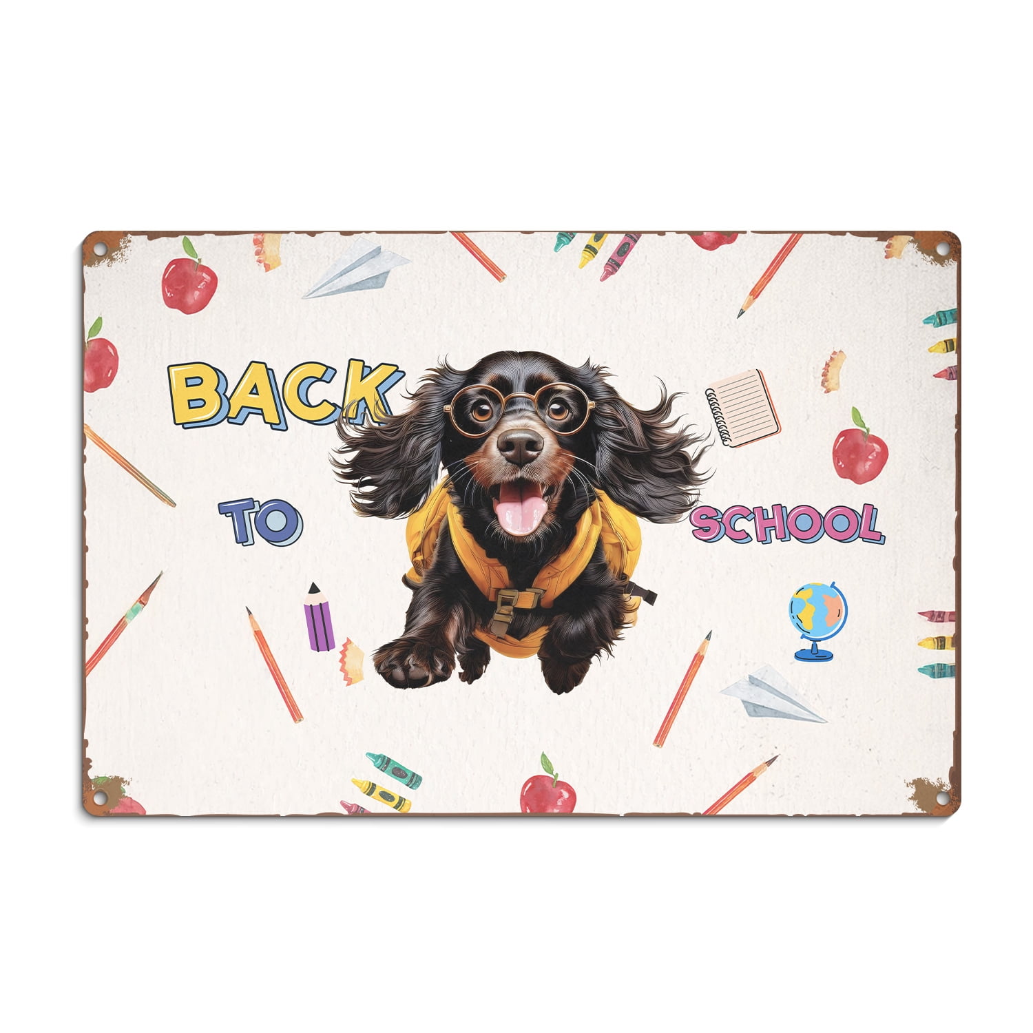 Back to School Cute Cocker Spaniel Horizontal Metal Aluminum Sign ...
