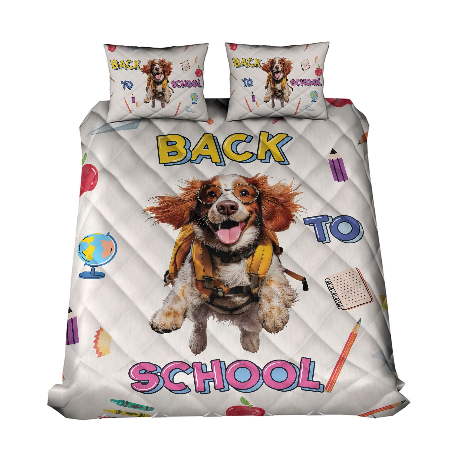 Back to School Cute English Setter Quilt Bedding Set Dog Lover 1 ...