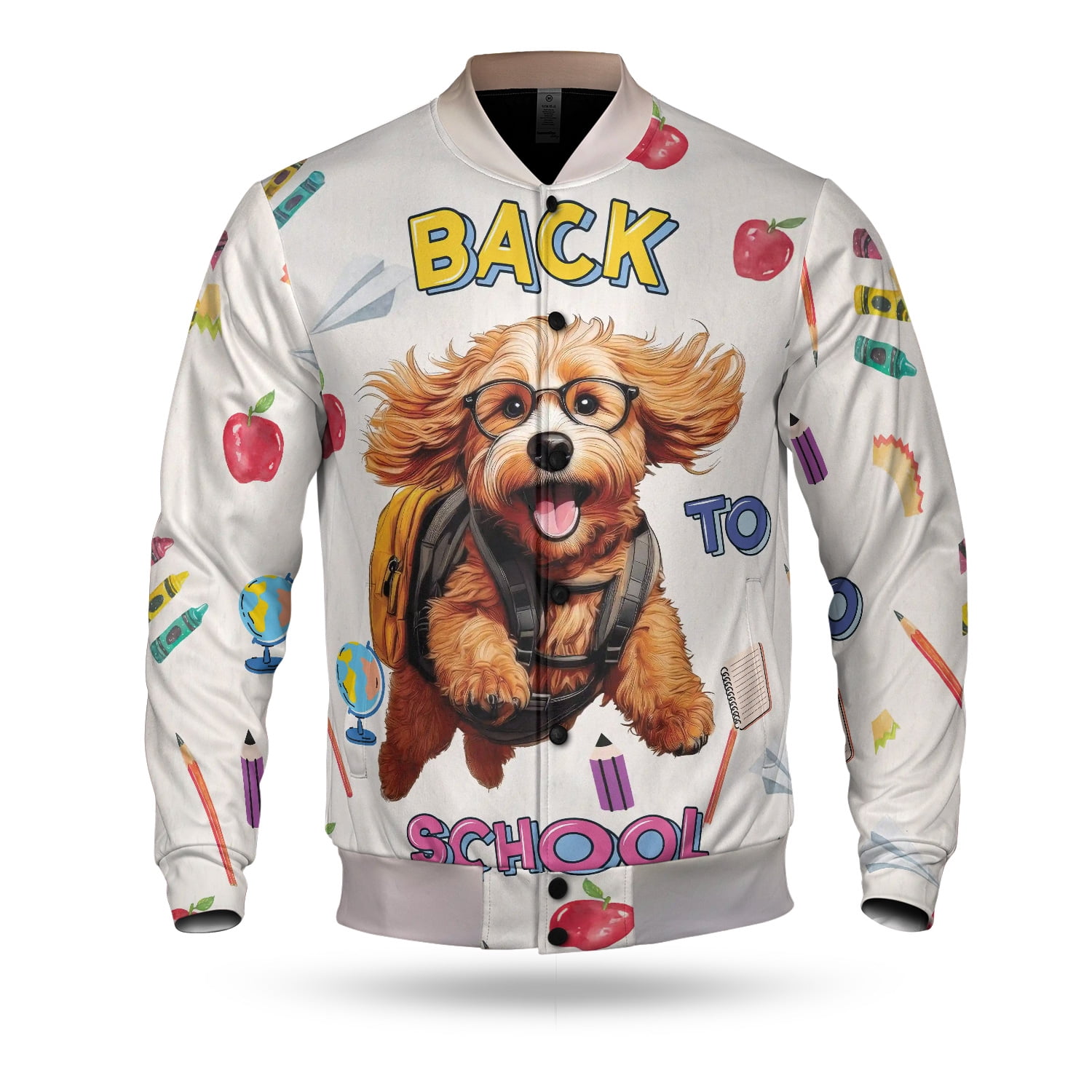 Back to School Cute Goldendoodle All Over Print 3D Baseball Jacket ...