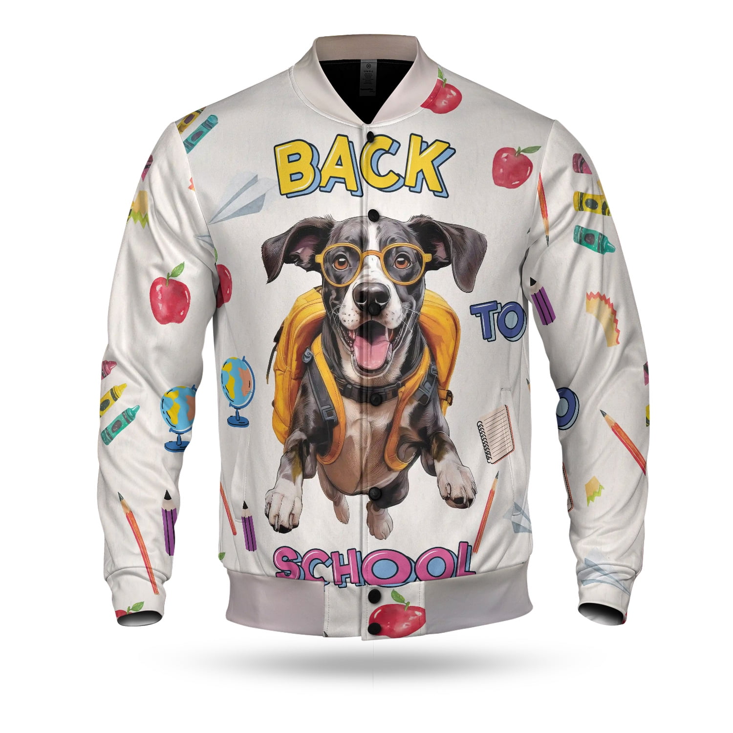 Back to School Cute Great Dane All Over Print 3D Baseball Jacket Danes ...