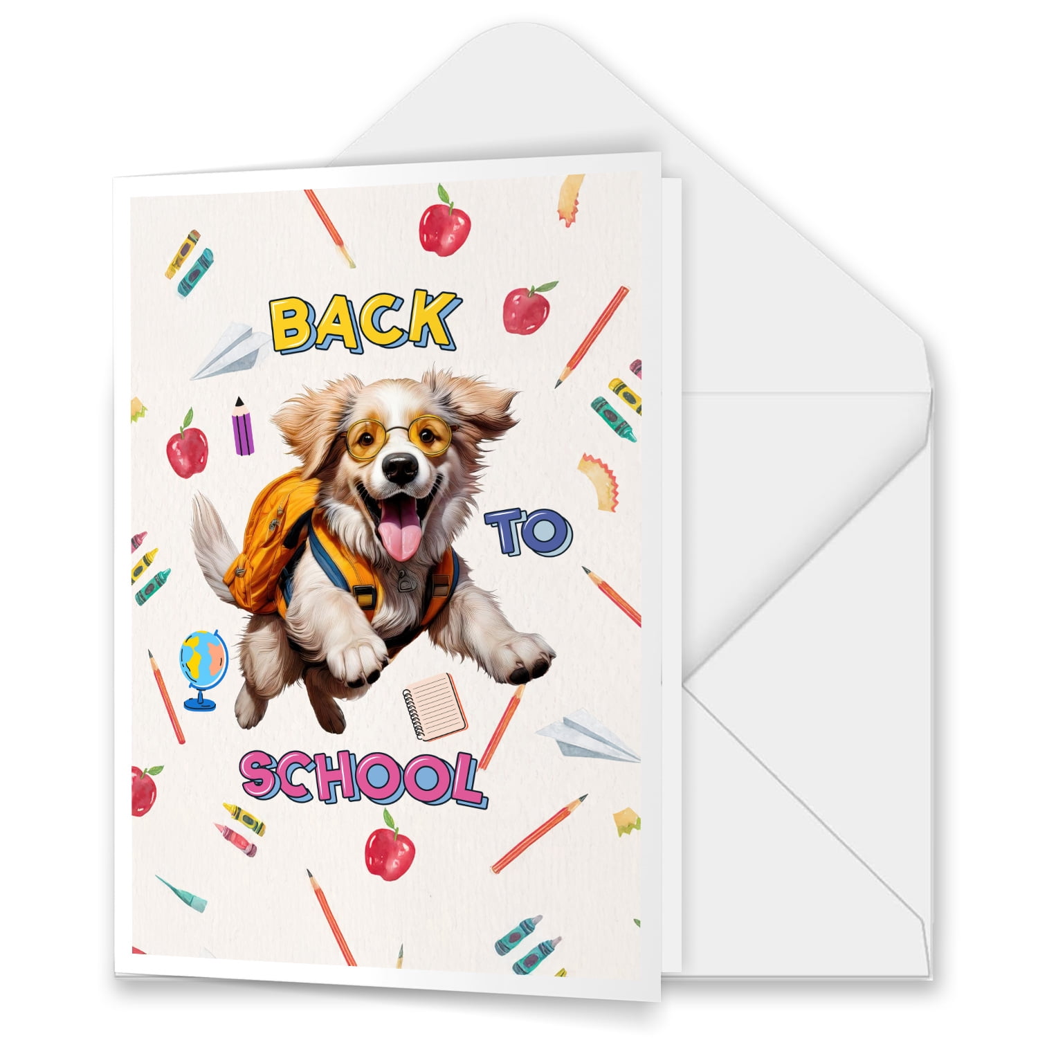 Back to School Cute Great Pyrenees 5x7in Folded Greeting Card Pyr Dog ...