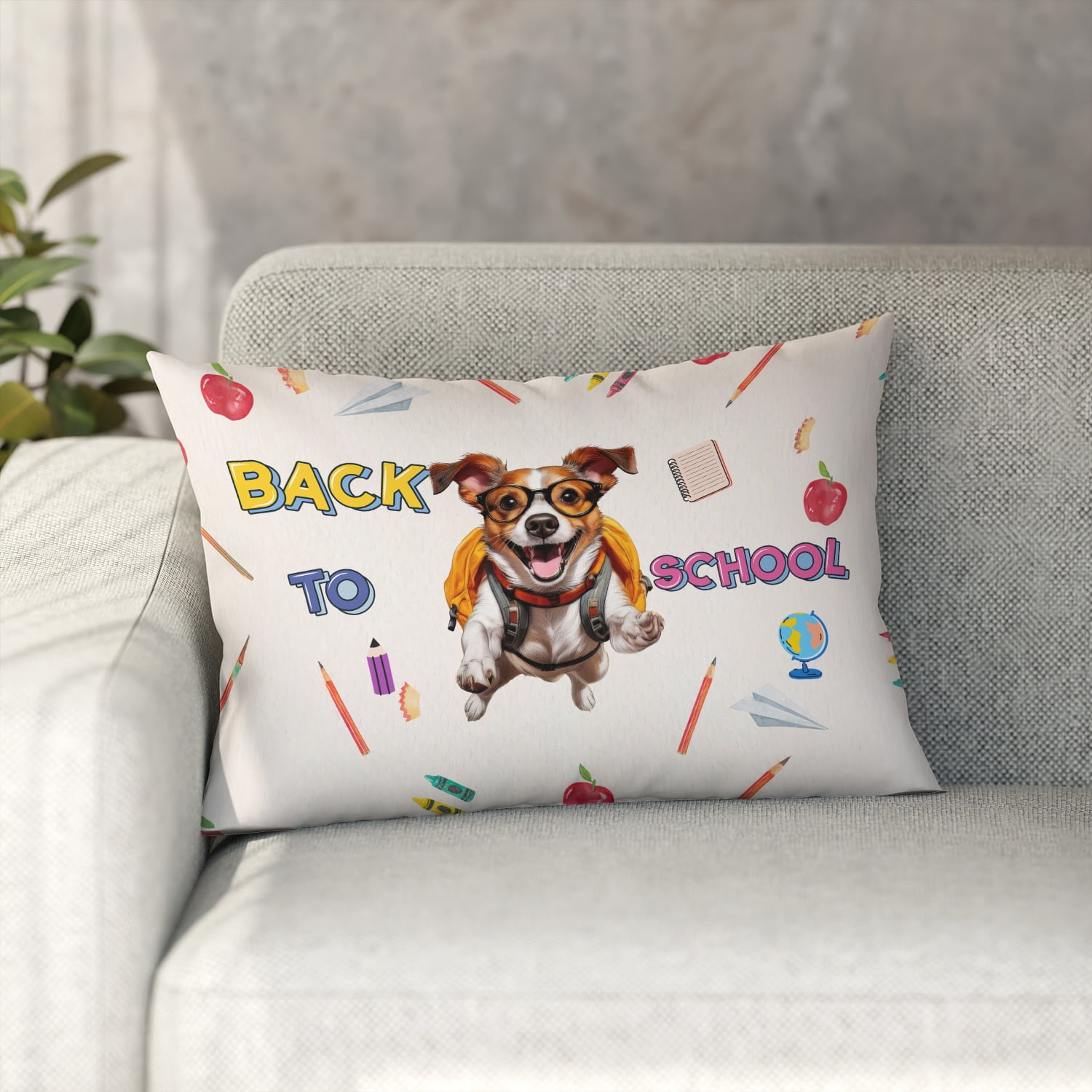 Back to School Cute Jack Russell Terrier Pillowcase Double Sided Parson ...