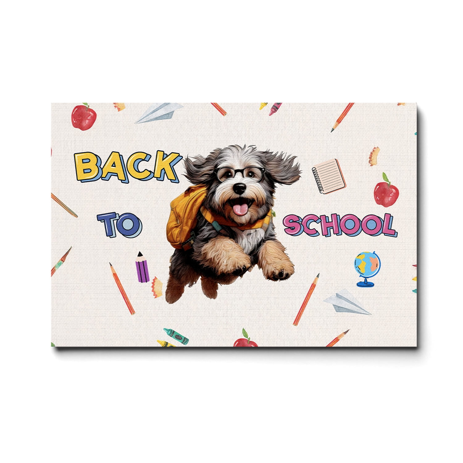 Back to School Cute Old English Sheepdog Horizontal Matte Canvas Poster ...