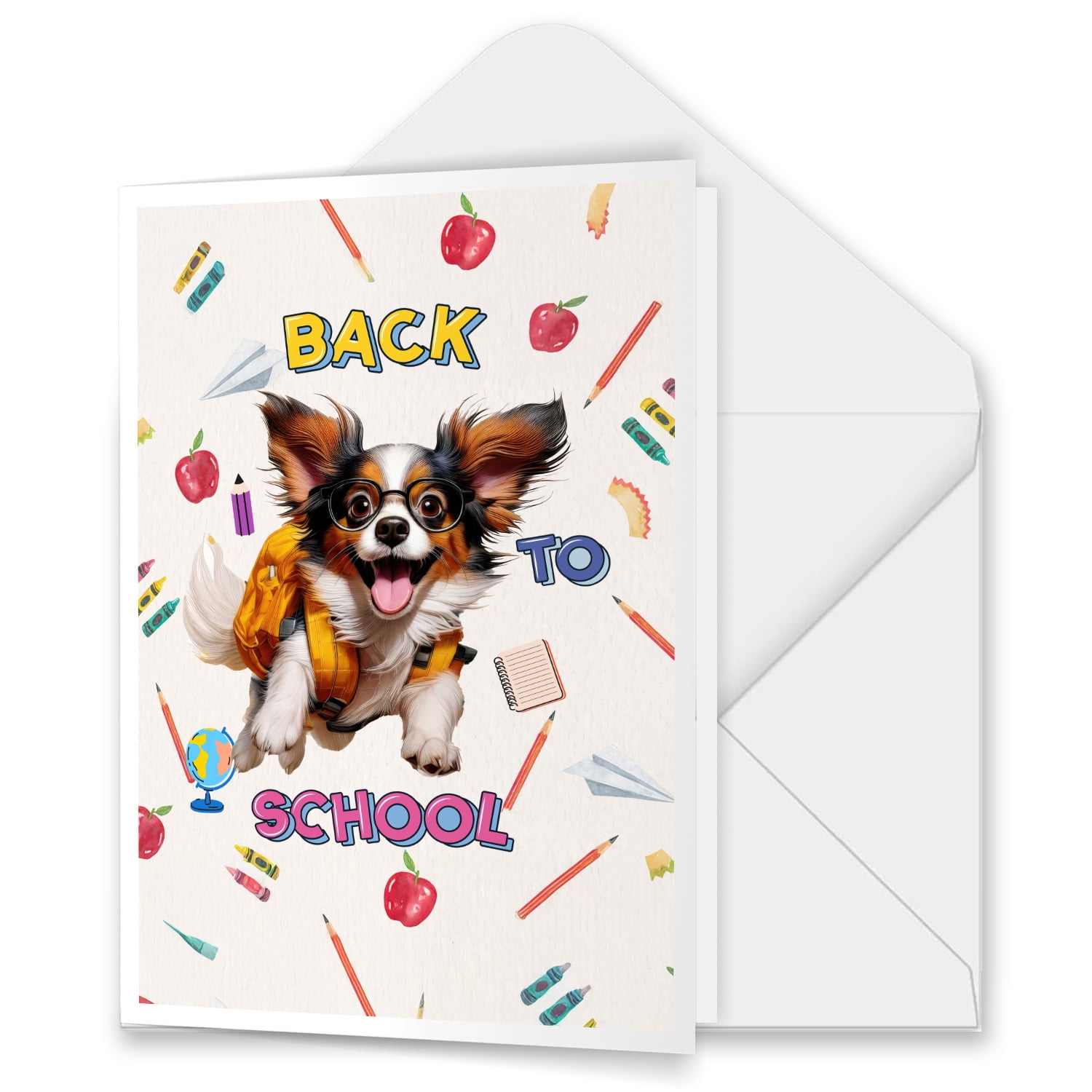 Back to School Cute Papillon 5x7in Folded Greeting Card Pap Butterfly ...