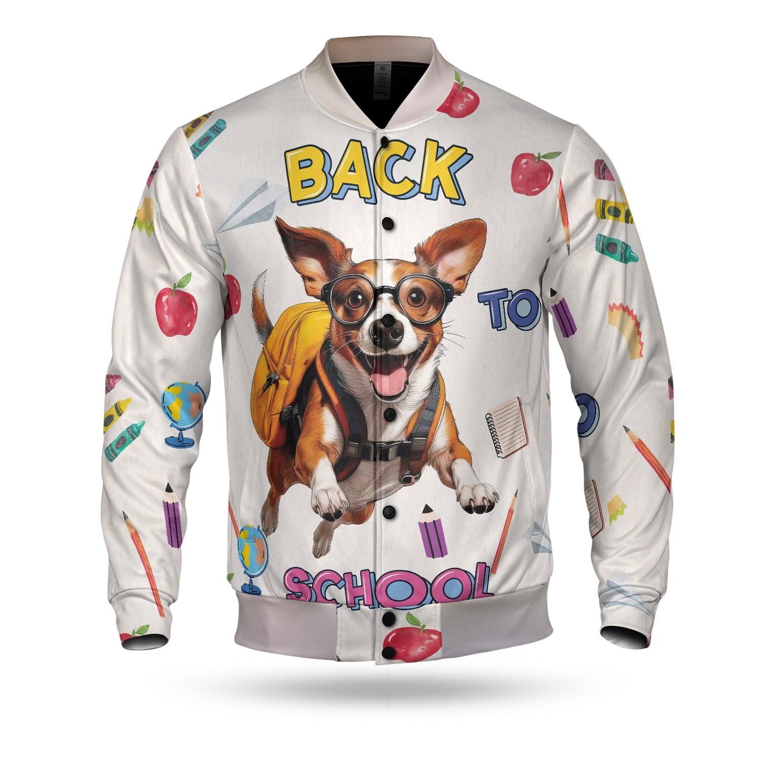Back to School Cute Rat Terrier All Over Print 3D Baseball Jacket Ratty ...