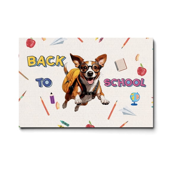 Back to School Cute Rat Terrier Horizontal Matte Canvas Poster Ratty ...