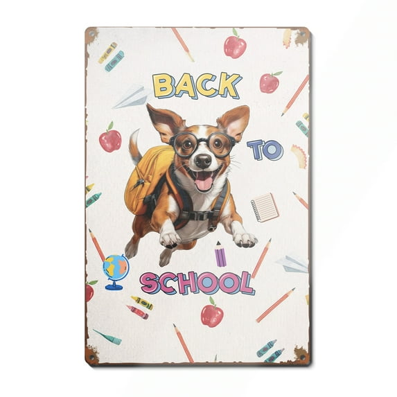 Back to School Cute Rat Terrier Vertical Metal Aluminum Sign Ratty Dog ...