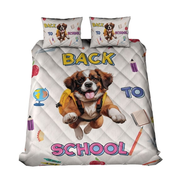 Back to School Cute Saint Bernard Quilt Bedding Set St Dog Lover 1 ...