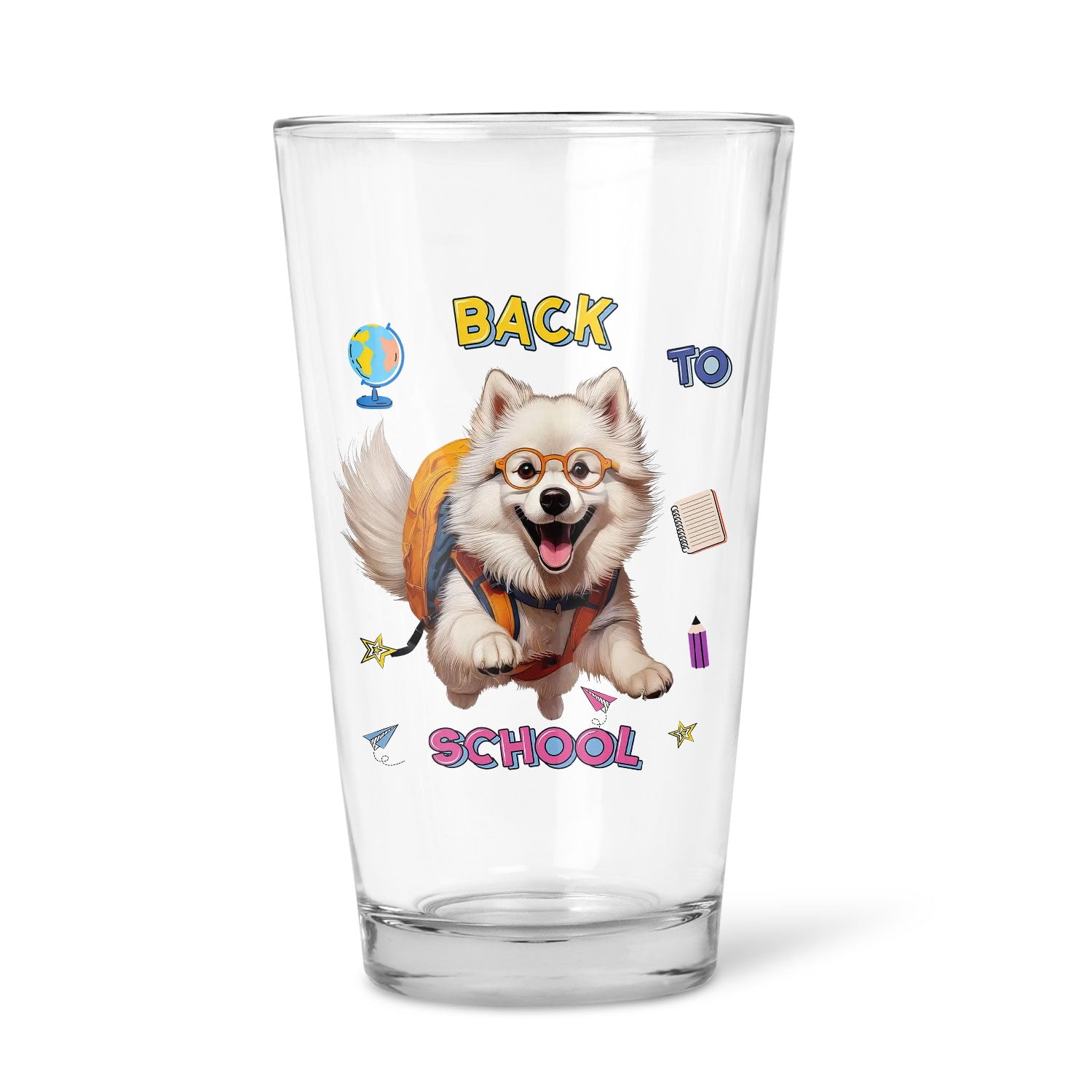 Back to School Cute Samoyed 16oz Pint Beer Glass Mug Siberian Sammy Dog ...