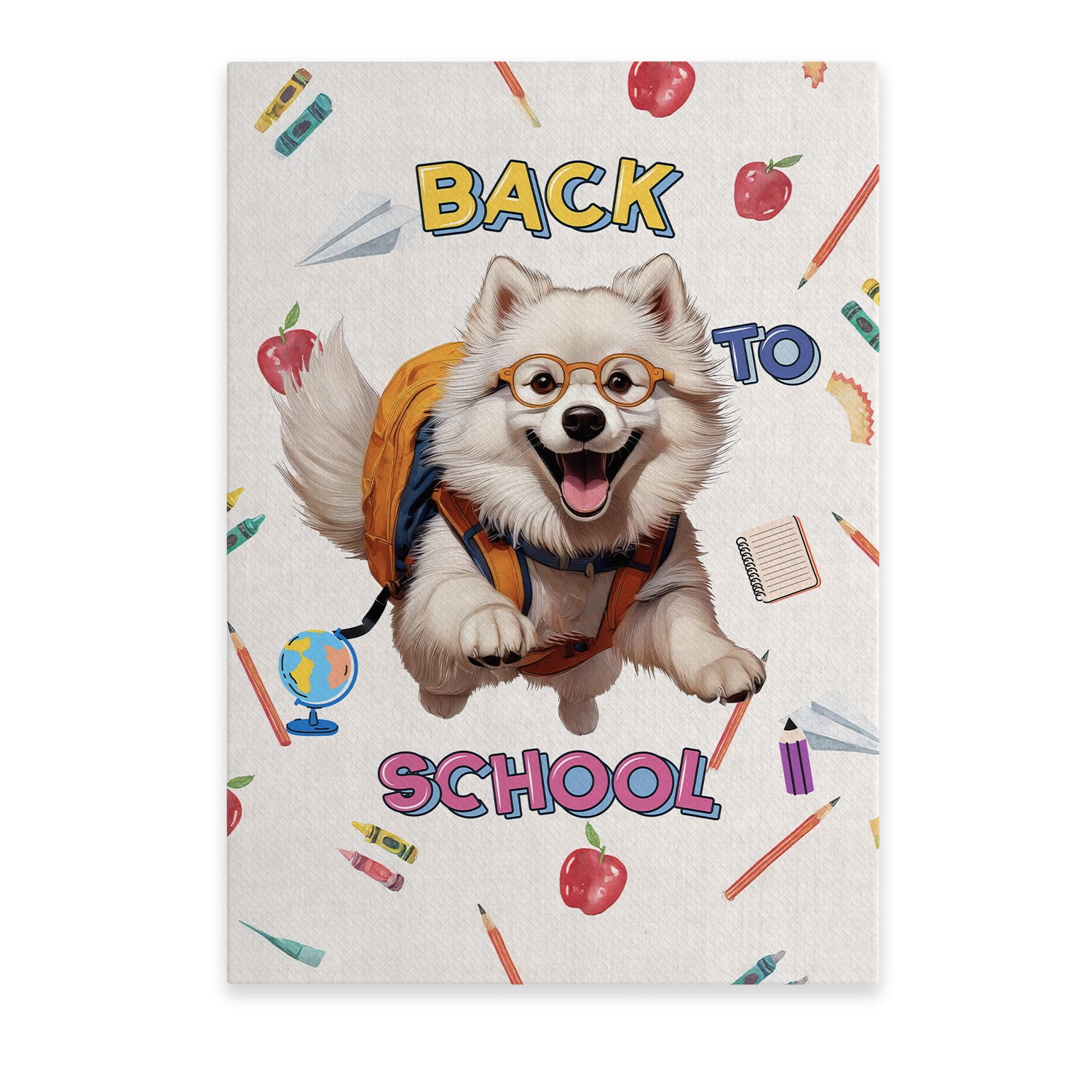 Back to School Cute Samoyed Vertical Matte Canvas Poster Siberian Sammy ...
