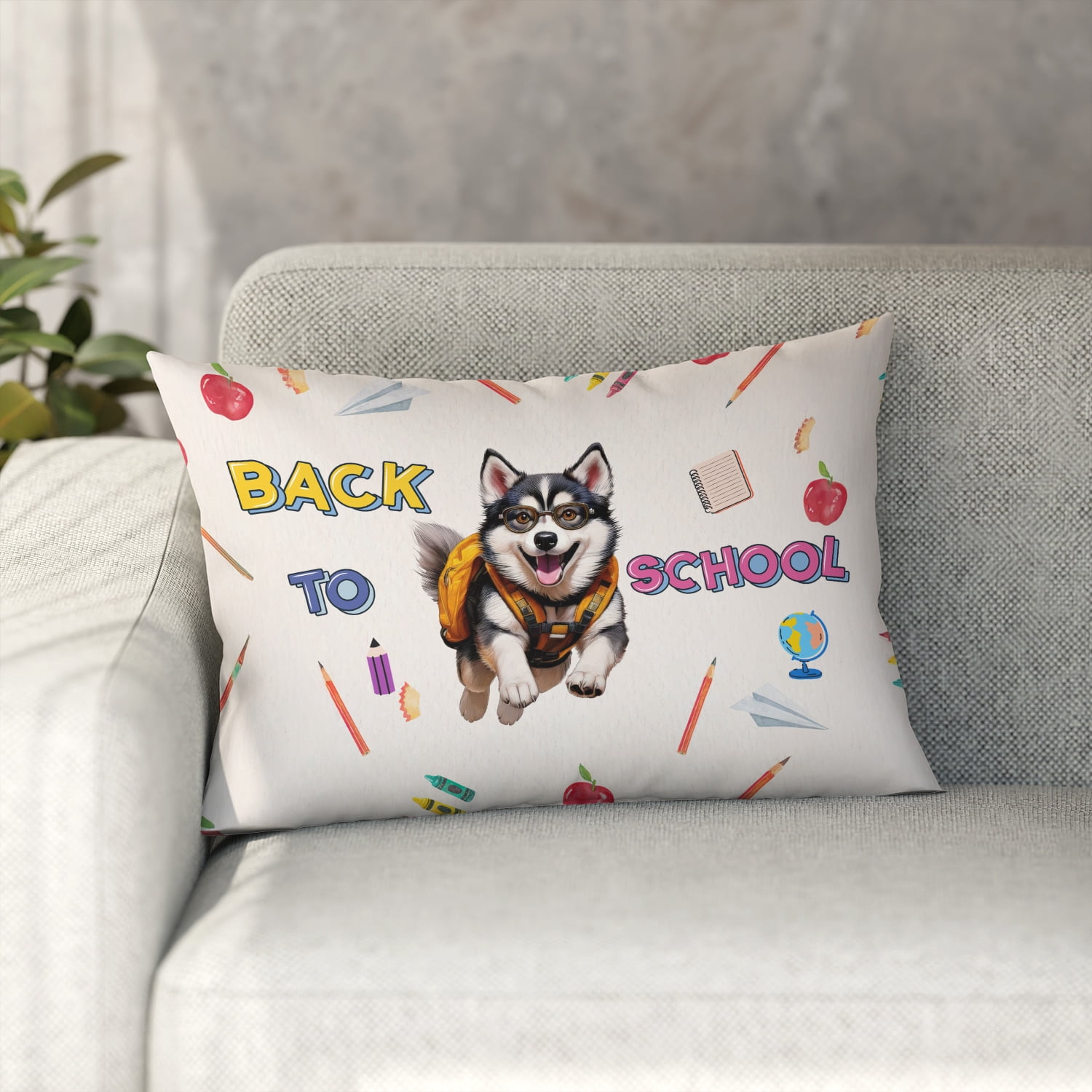 Back to School Cute Siberian Husky Pillowcase Double Sided Husky Dog ...