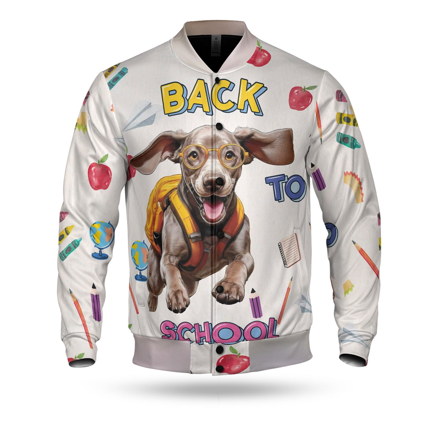 Back to School Cute Weimaraner All Over Print 3D Baseball Jacket Weim ...