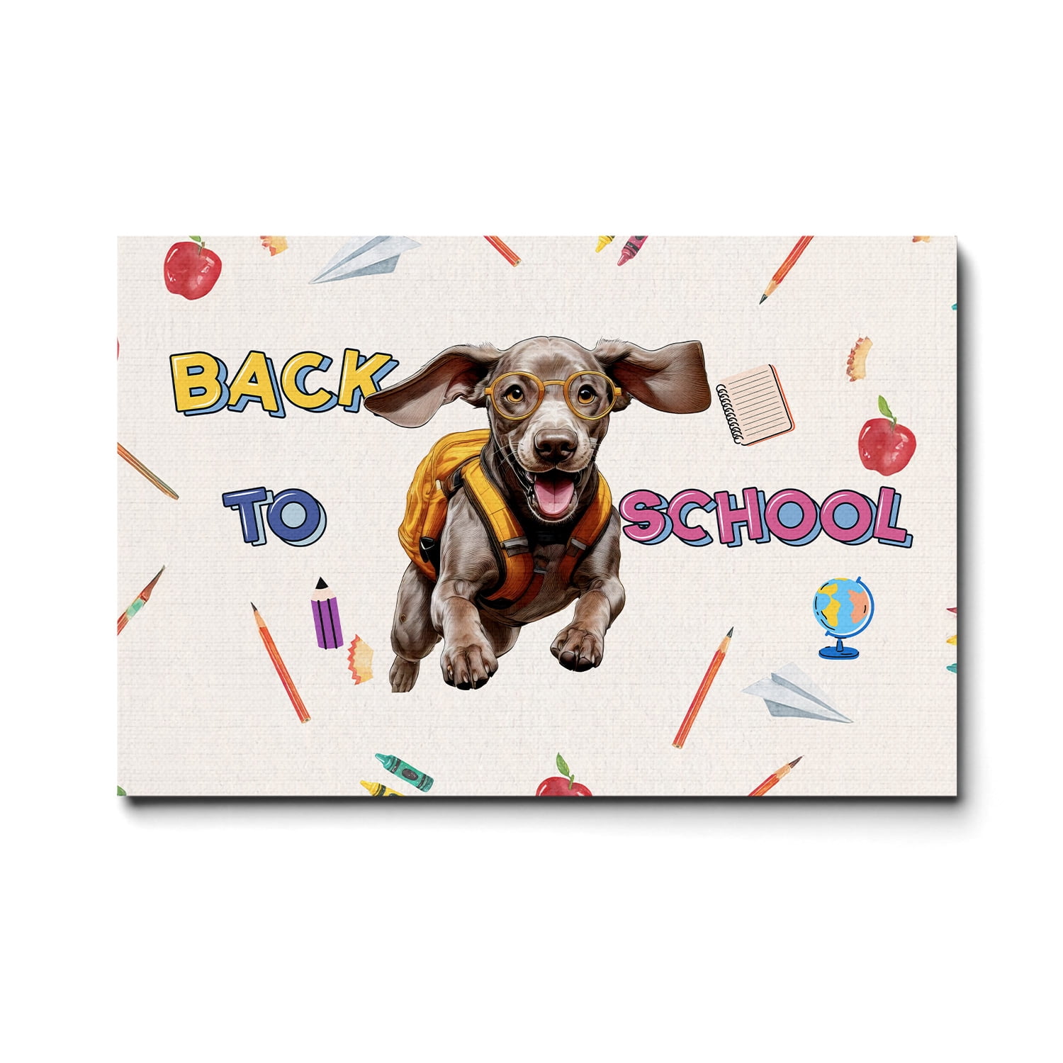 Back to School Cute Weimaraner Horizontal Matte Canvas Poster Weim Gray ...