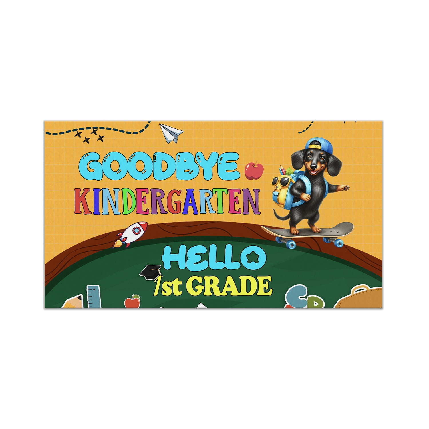 Back to School Dachshund Goodbye Kindergarten Hello 1st Grade Doormat ...