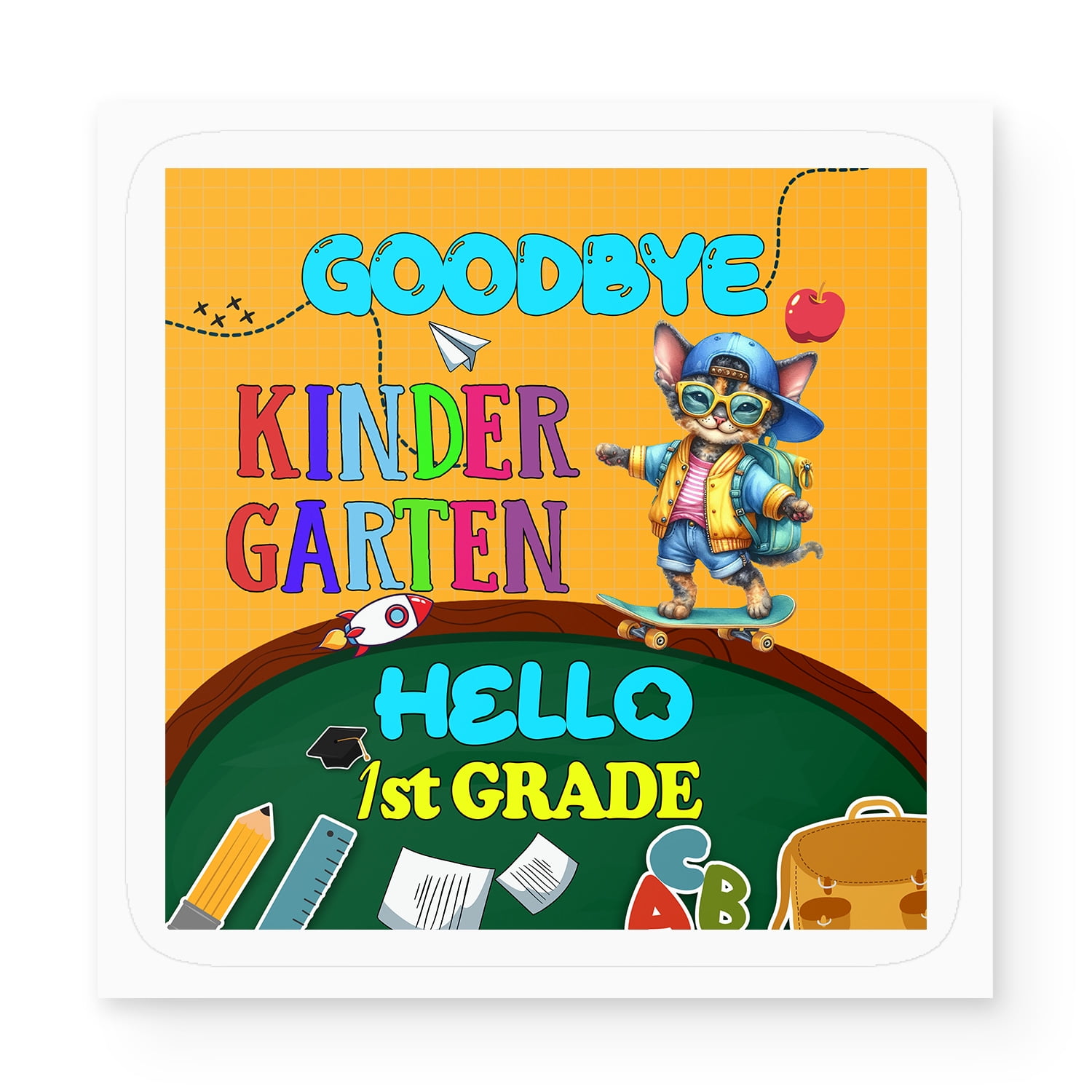 Back to School Devon Rex Goodbye Kindergarten Hello 1st Grade Vinyl ...